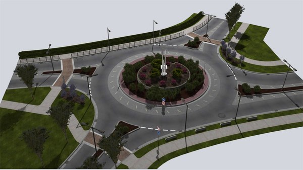 roundabout tree street signs 3d model