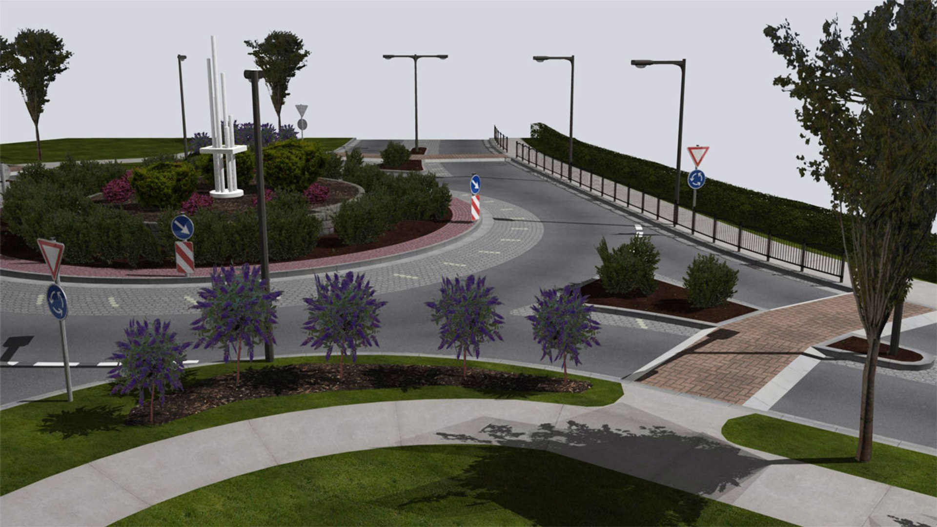 Roundabout Tree Street Signs 3d Model