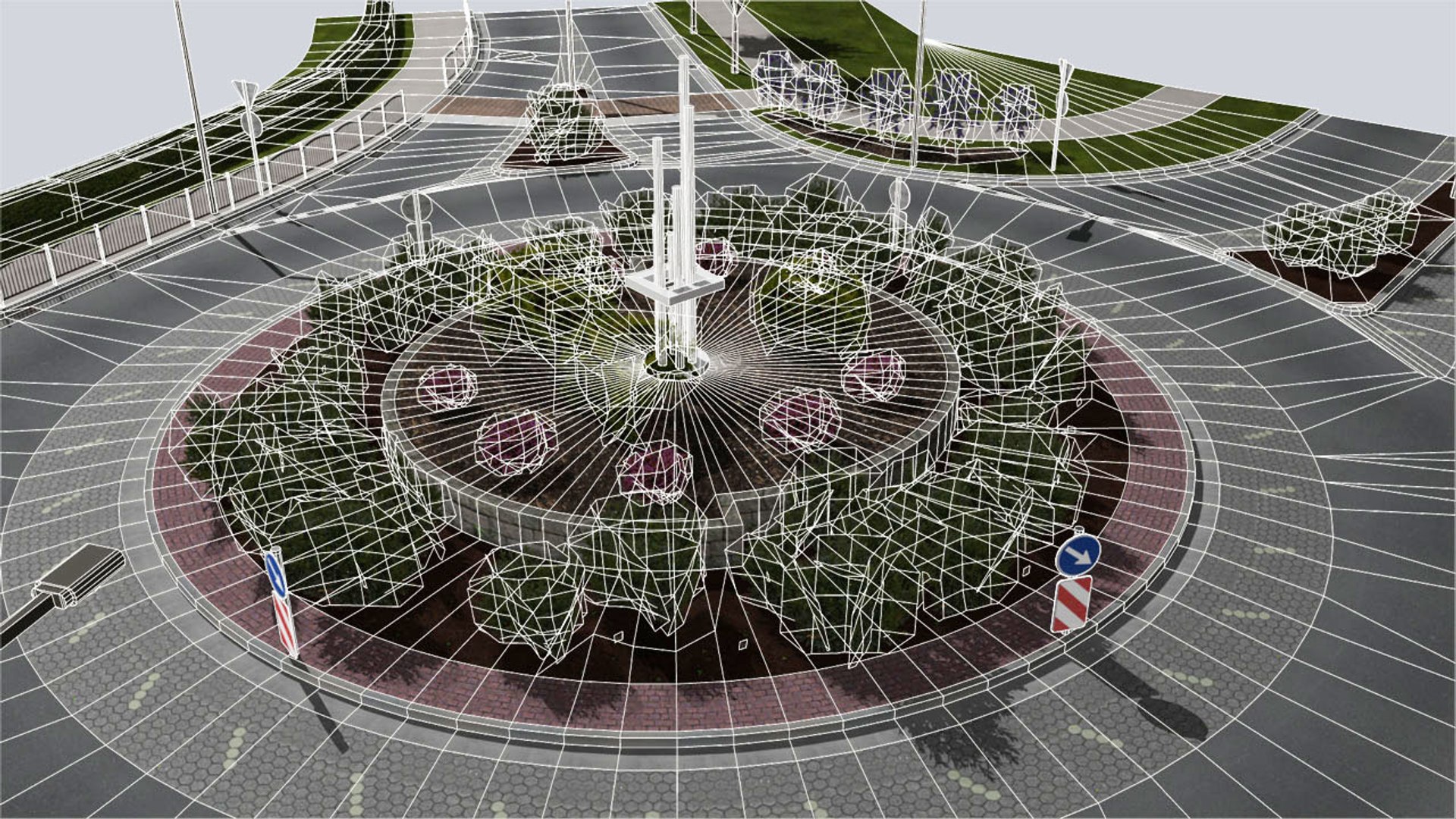 Roundabout Tree Street Signs 3d Model