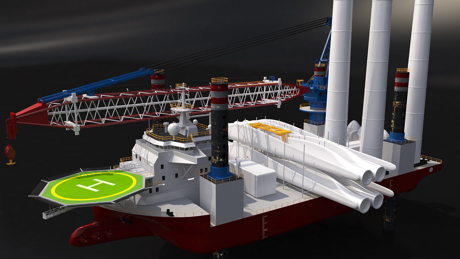 Offshore Wind Farm Construction Vessel Model - TurboSquid 1907658
