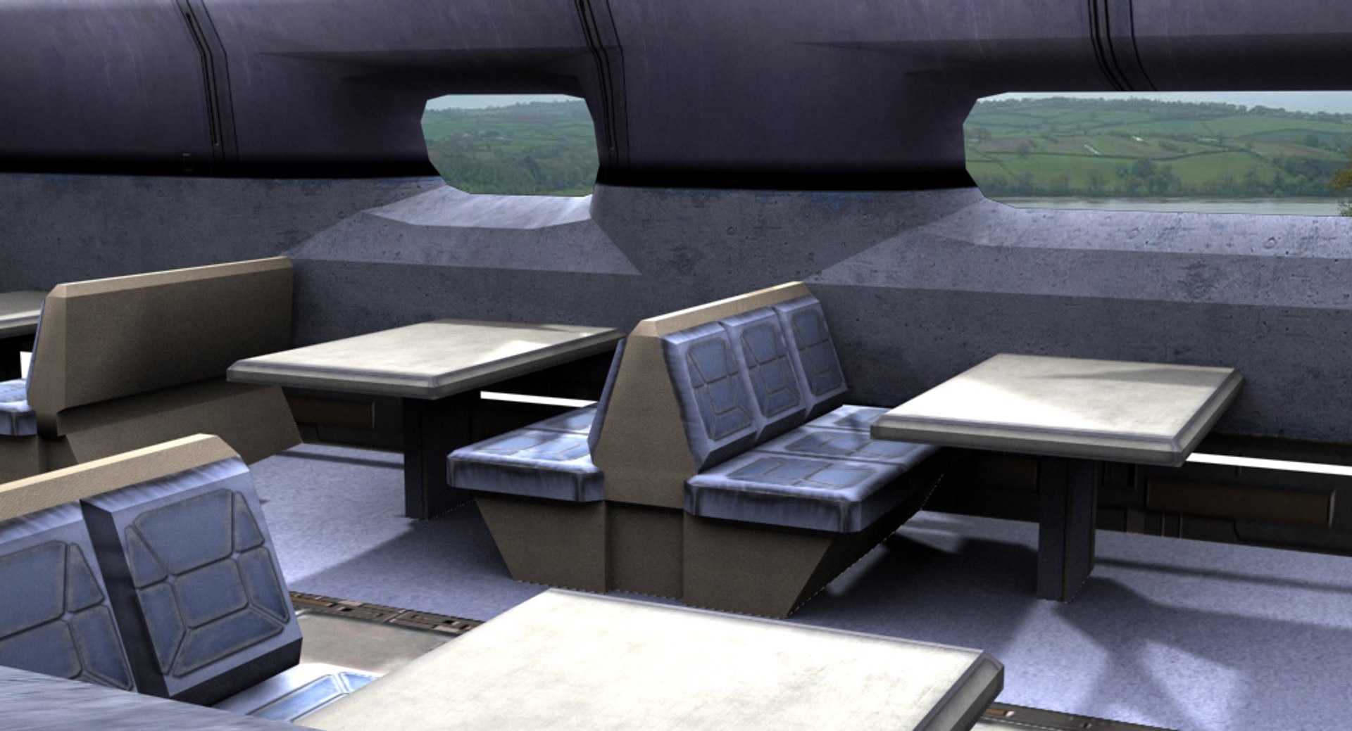 Optimized Train Interior 3ds