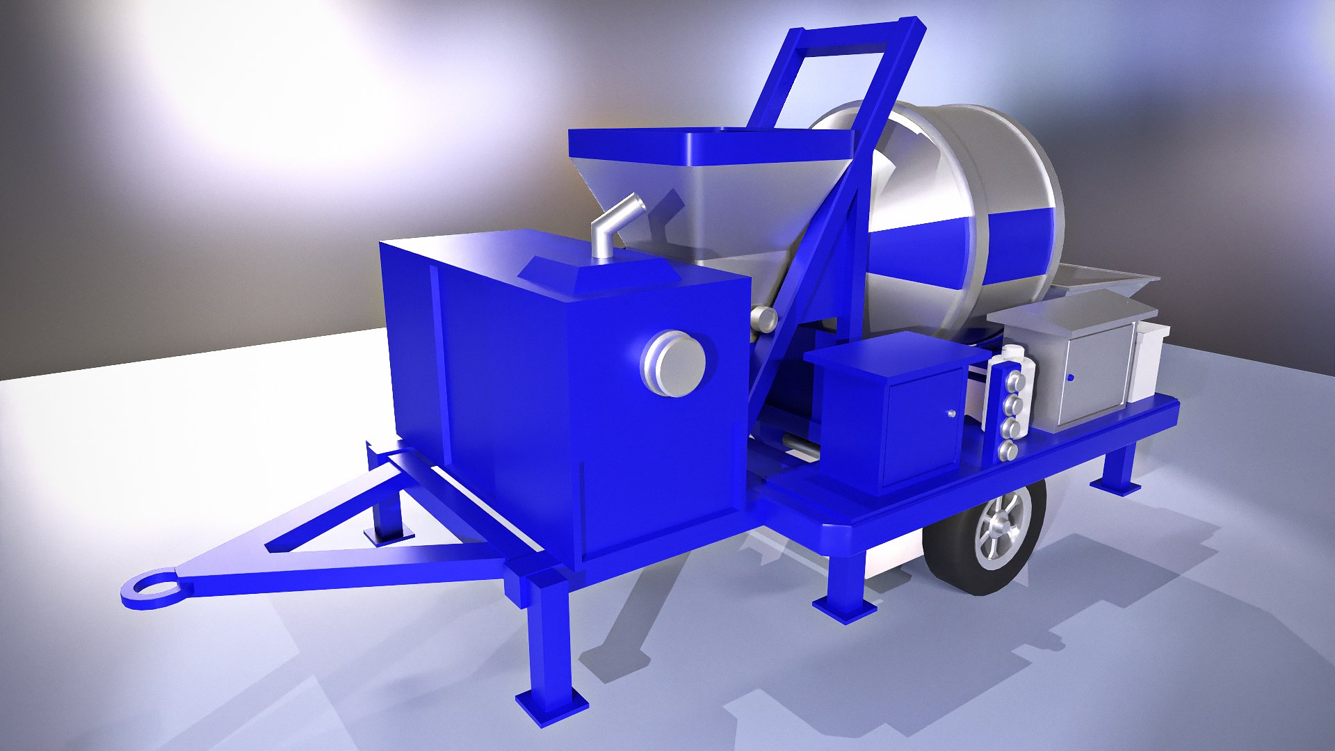 3D Big Blue Concrete Mixer Machine - TurboSquid 1839846