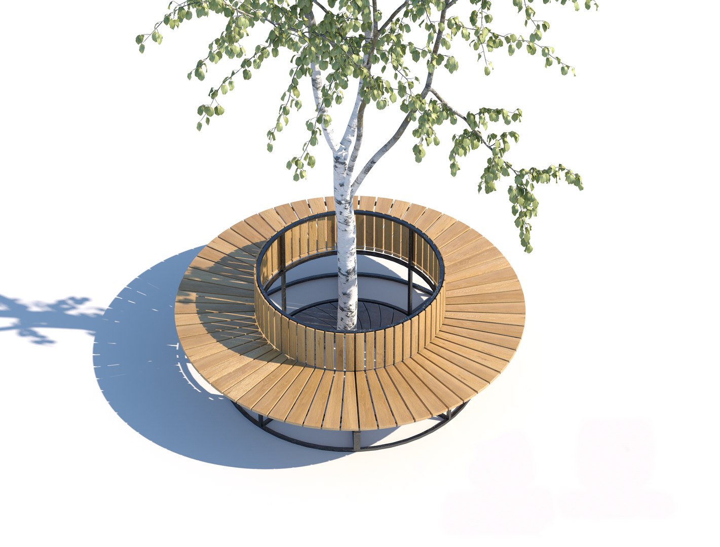 Street Bench Tree 3D - TurboSquid 1636472
