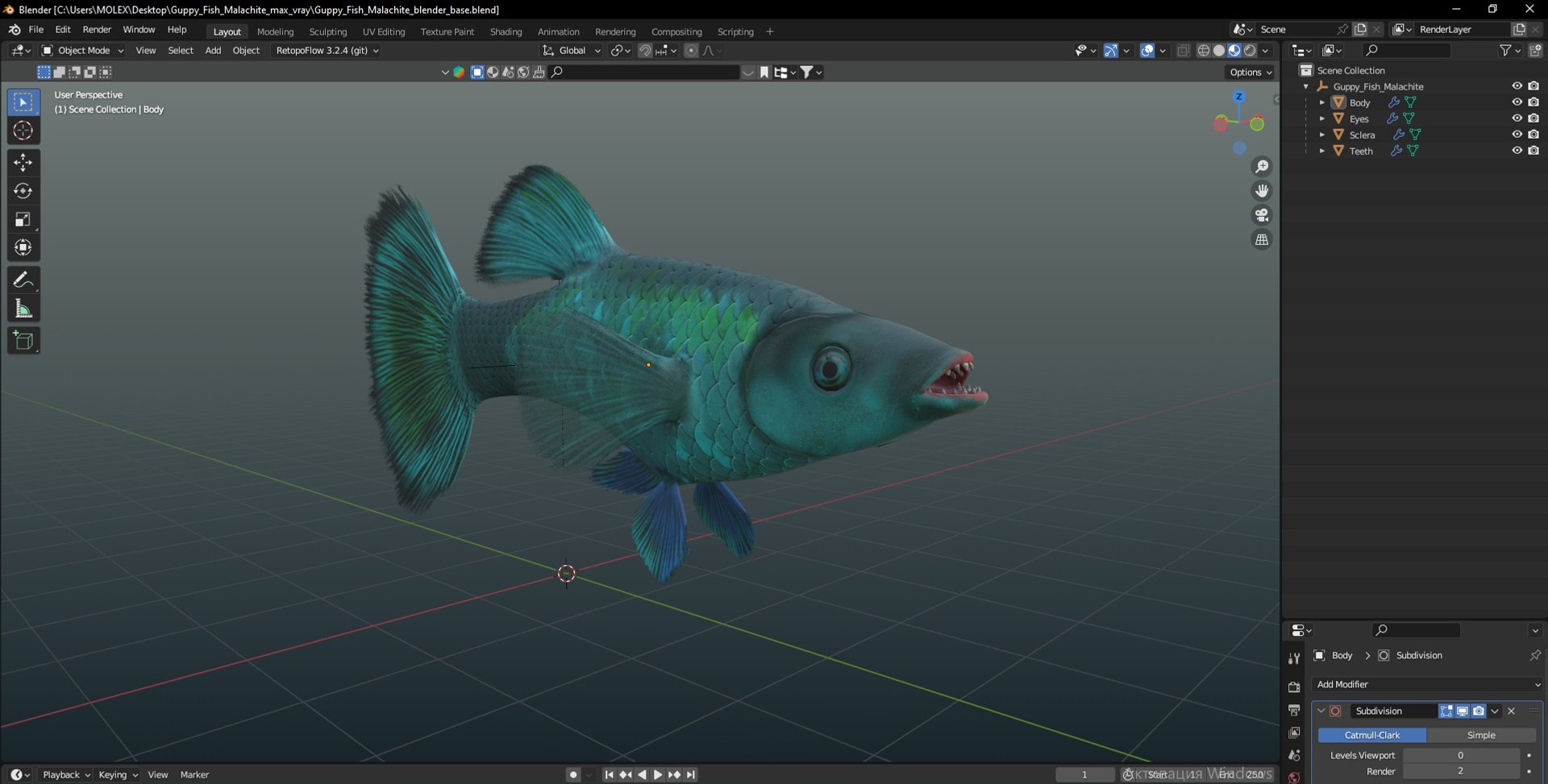 Guppy Fish Malachite 3D Model - TurboSquid 2274185