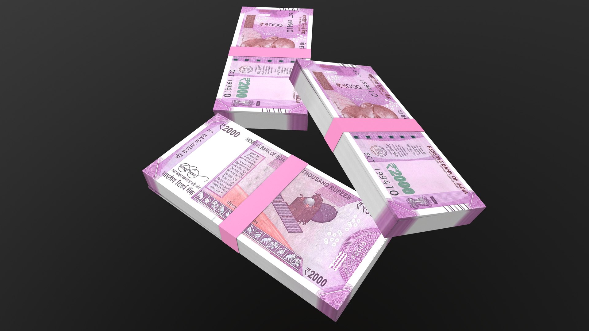 Indian 2000 Note Currency Bundle AR VR PBR 3D Model - TurboSquid 2007442