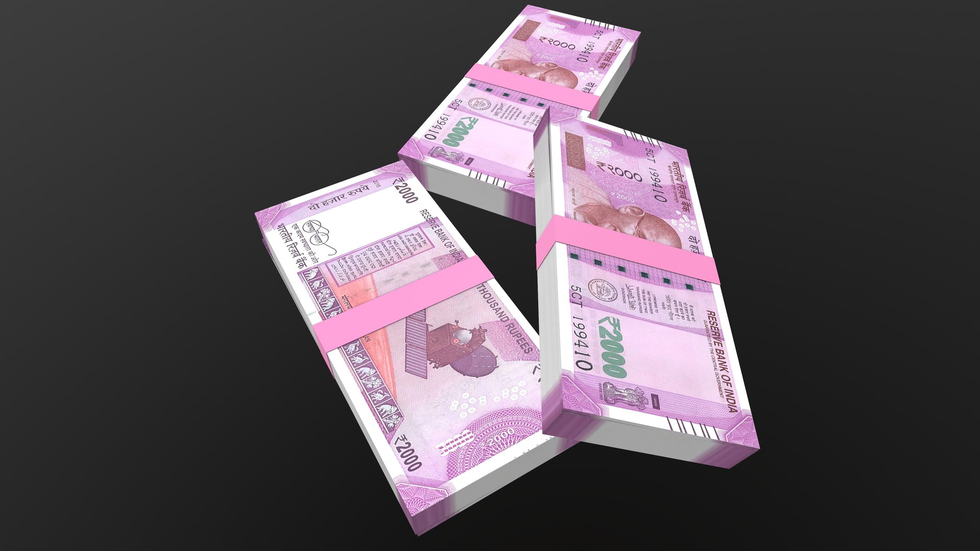 Indian 2000 Note Currency Bundle AR VR PBR 3D Model - TurboSquid 2007442