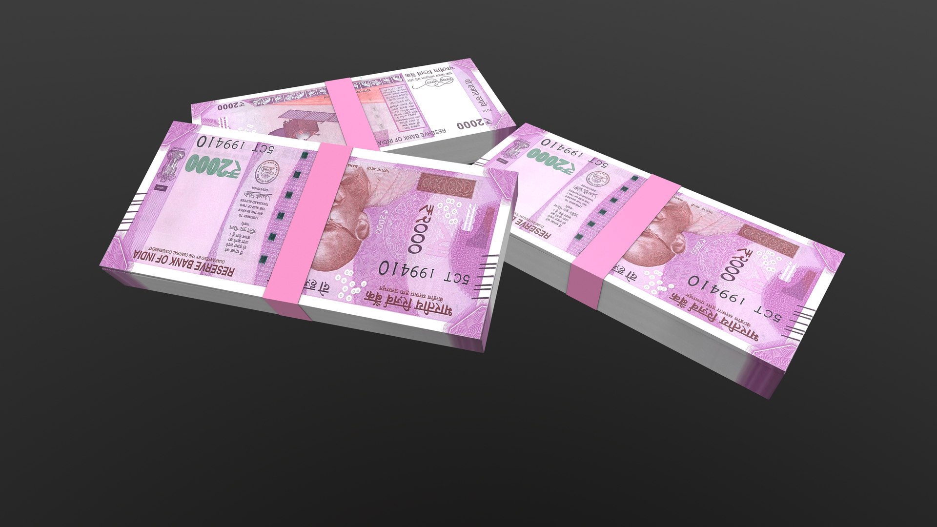 Indian 2000 Note Currency Bundle AR VR PBR 3D Model - TurboSquid 2007442