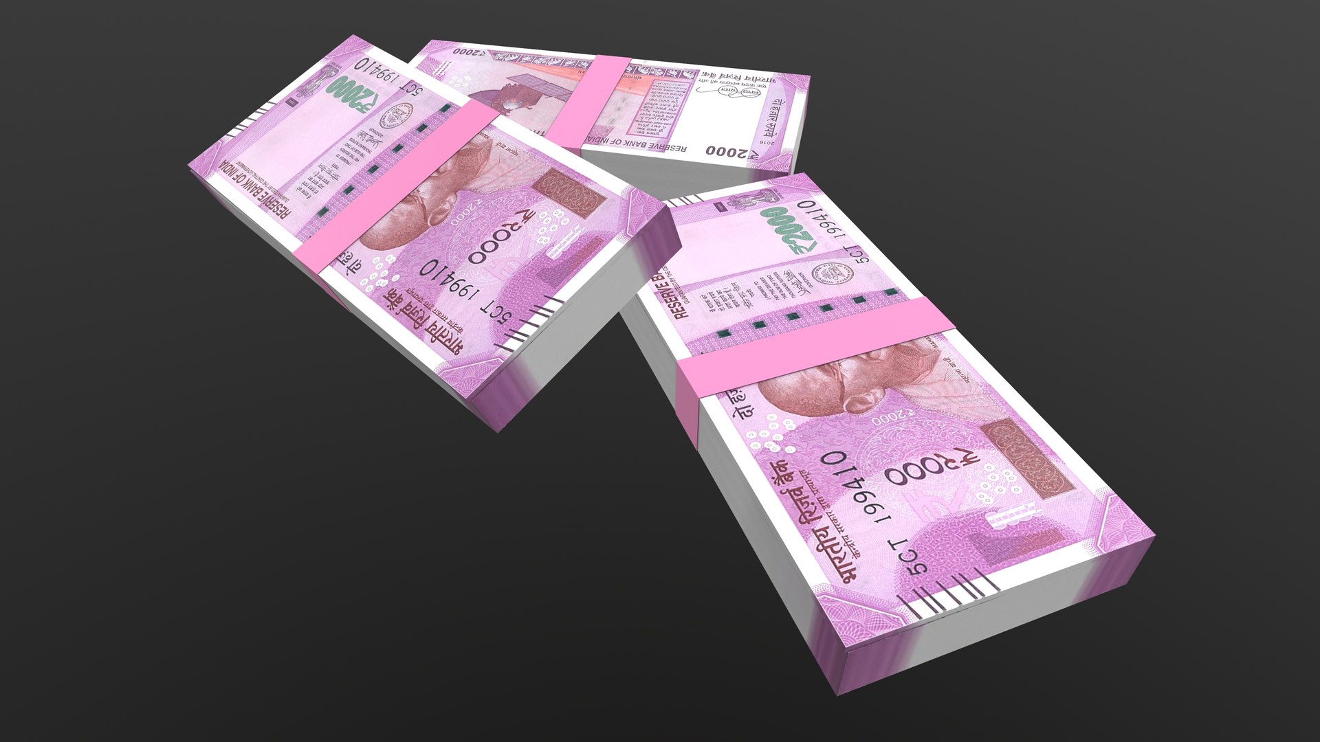 Indian 2000 Note Currency Bundle AR VR PBR 3D Model - TurboSquid 2007442