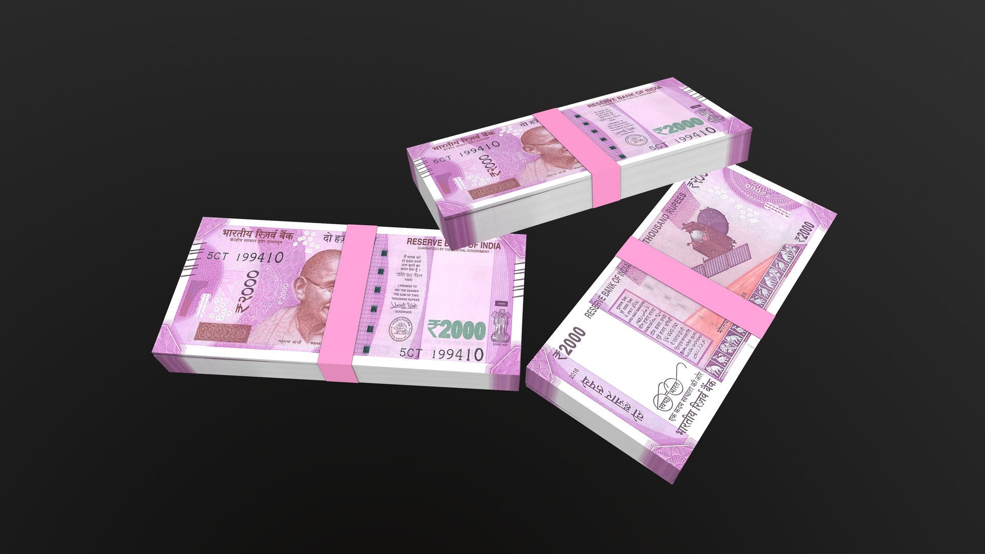 Indian 2000 Note Currency Bundle AR VR PBR 3D Model - TurboSquid 2007442