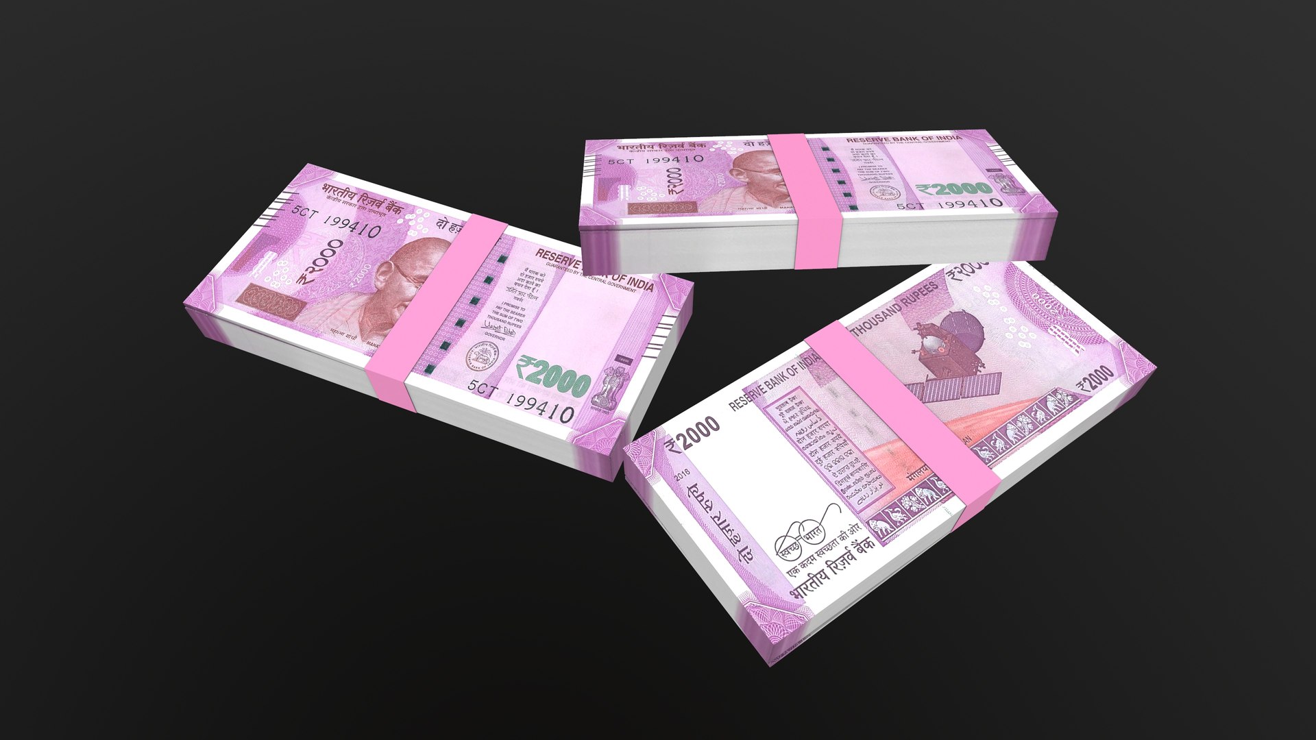Indian 2000 Note Currency Bundle AR VR PBR 3D Model - TurboSquid 2007442