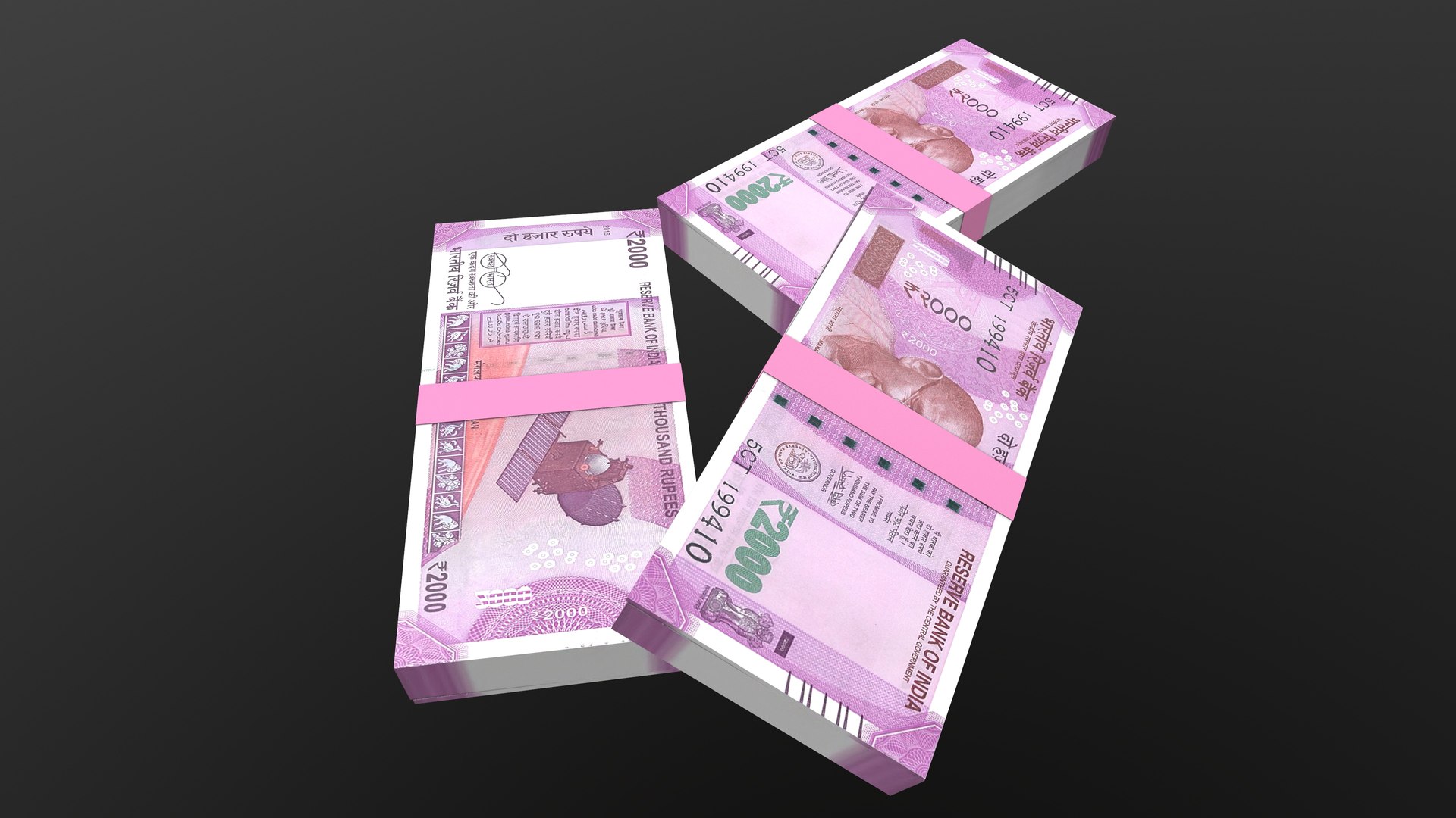 Indian 2000 Note Currency Bundle AR VR PBR 3D Model - TurboSquid 2007442