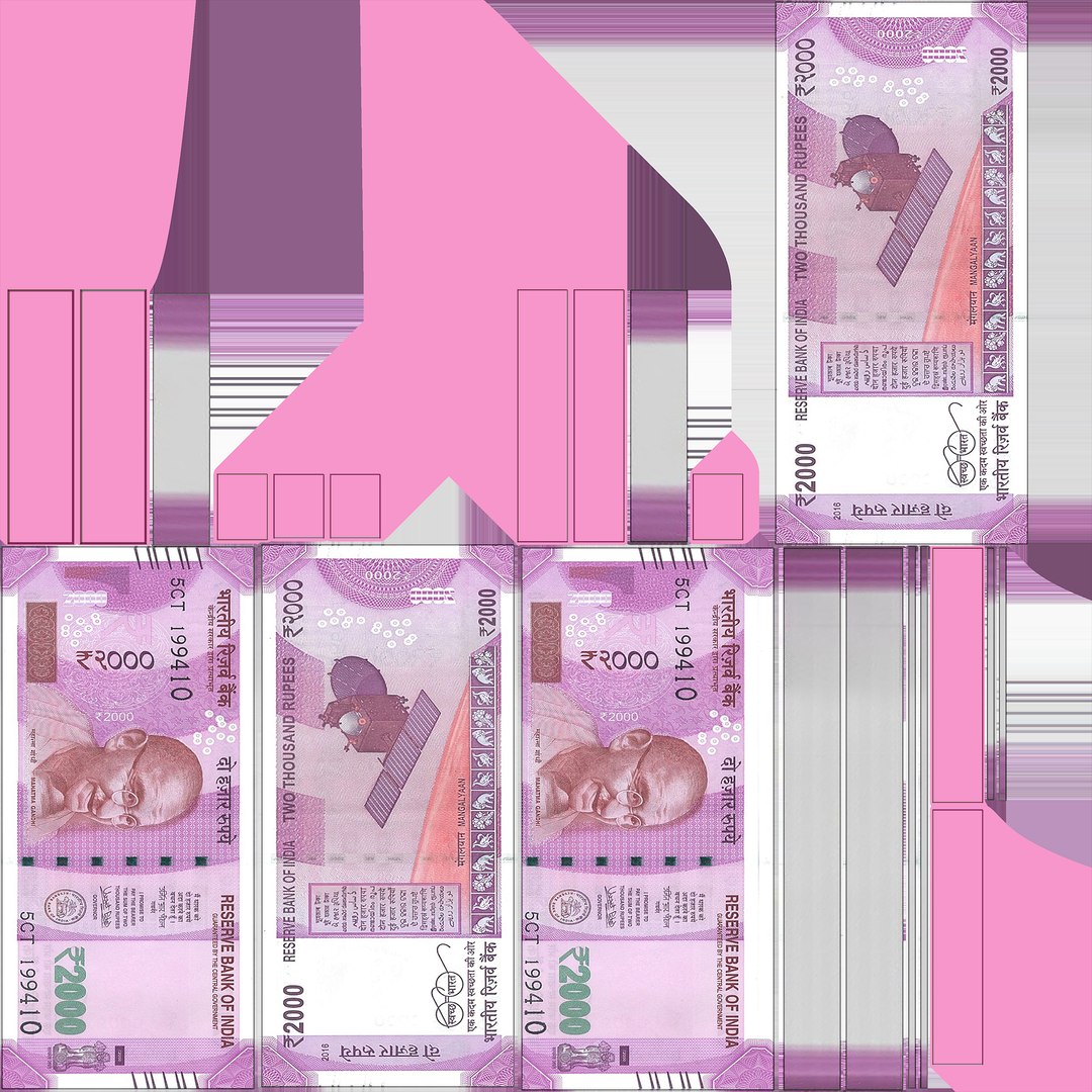 Indian 2000 Note Currency Bundle AR VR PBR 3D Model - TurboSquid 2007442