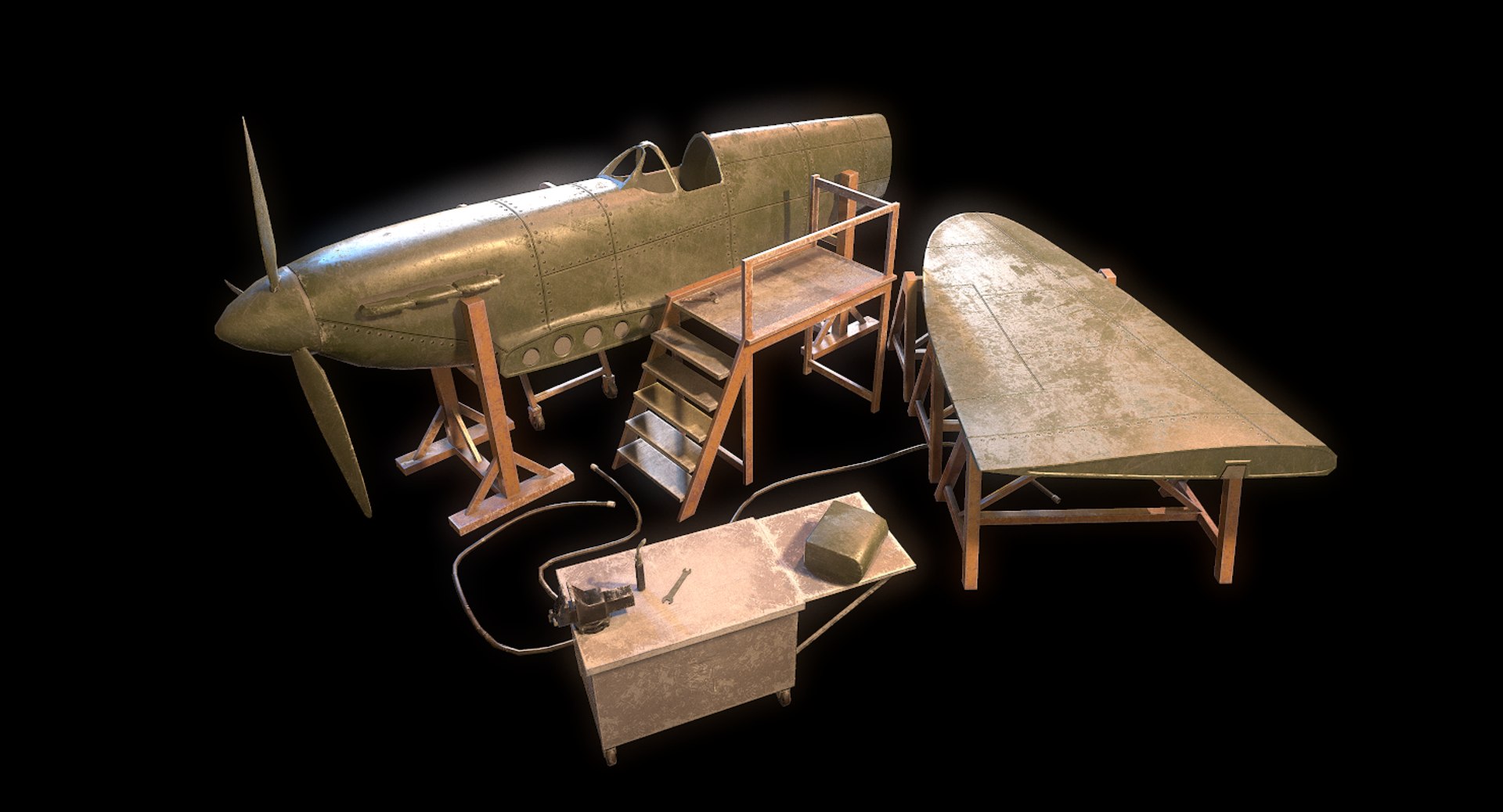 3D Model Airplane Workbench Aircraft - TurboSquid 1572186