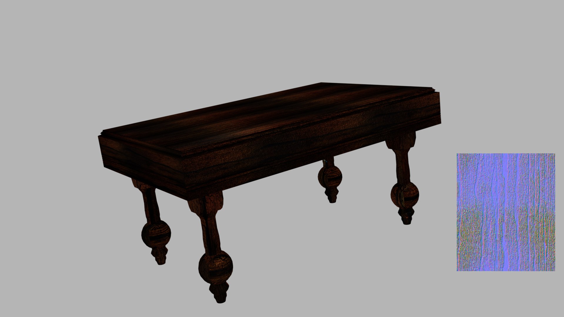3D Dark Wooden Table Model - TurboSquid 1191140