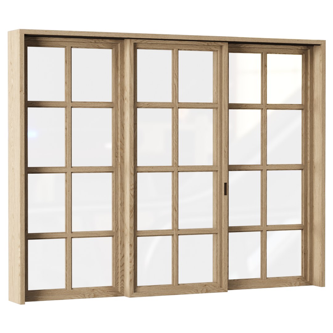 Rectangle Wooden Windows With Sliding Door V2 Model - TurboSquid 1821126