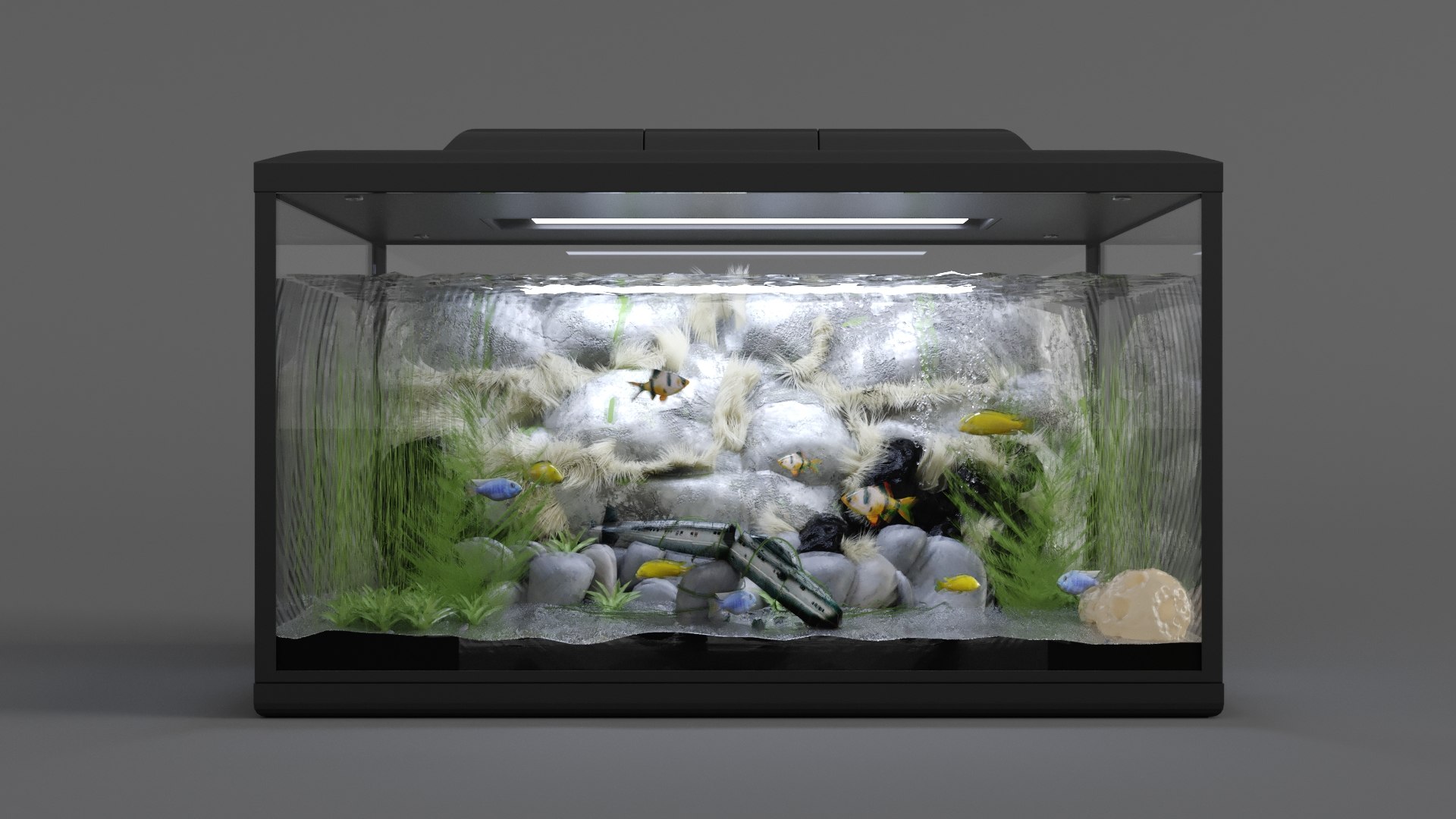 3D Compact Home Aquarium - Miniature Aquatic Ecosystem Model - 2 ...
