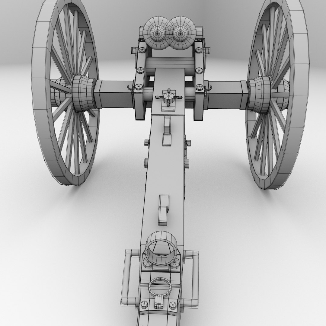double barreled cannon 3d model