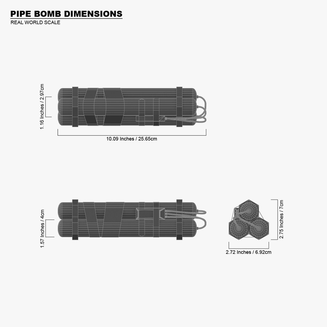 3d Model Pipe Bomb Bundled