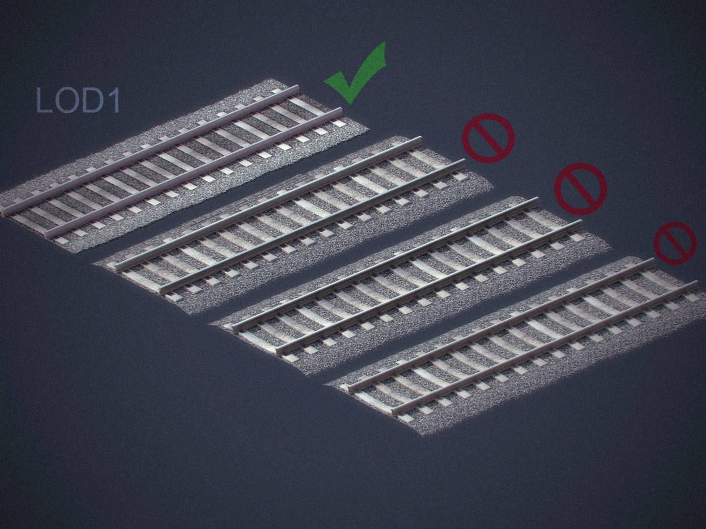 Railway Segment Rails 3d Model