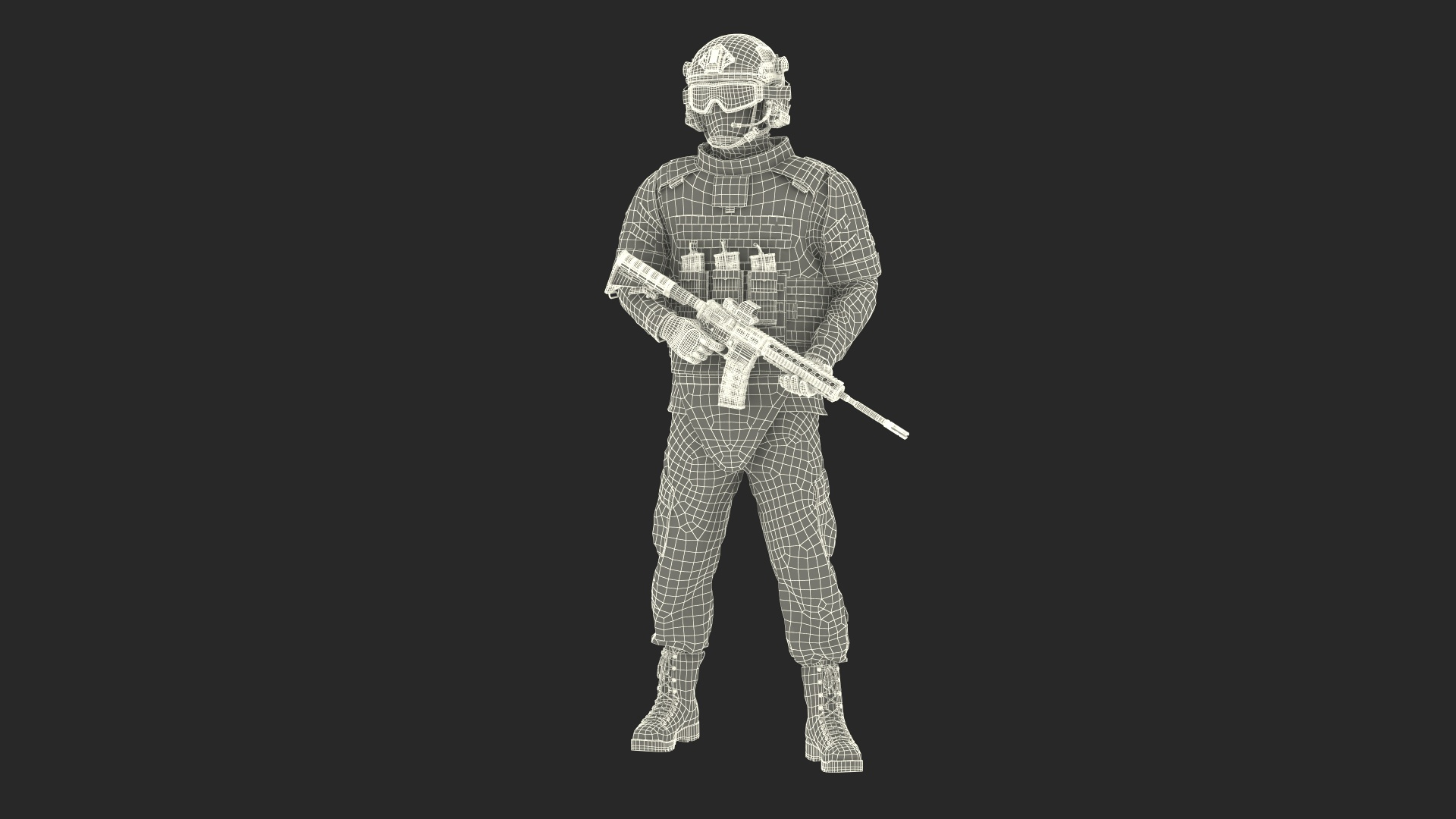 3D Model Soldier In Green Tactical Gear With Goggles Standing Fur - TurboSquid 2237078