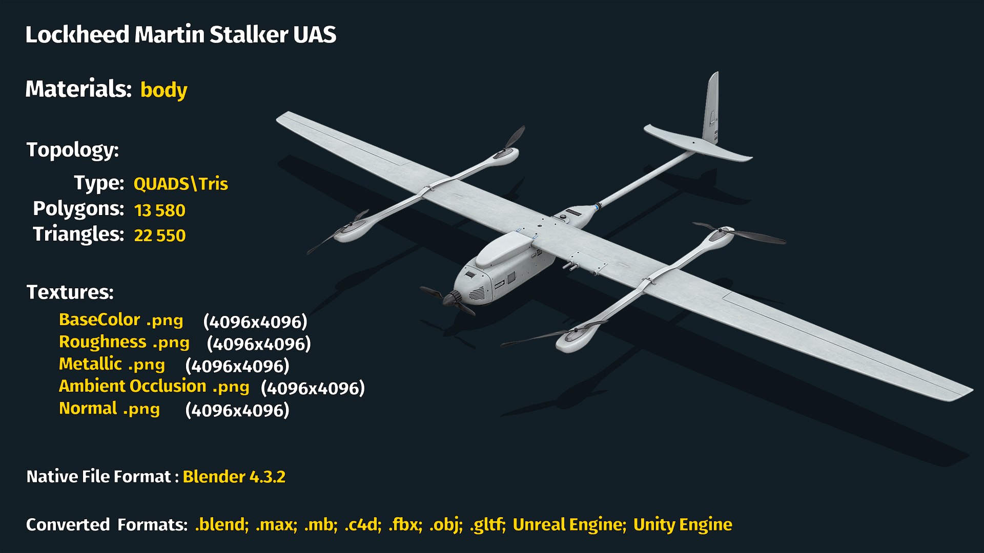 Lockheed Martin Stalker UAS Model - TurboSquid 2395068