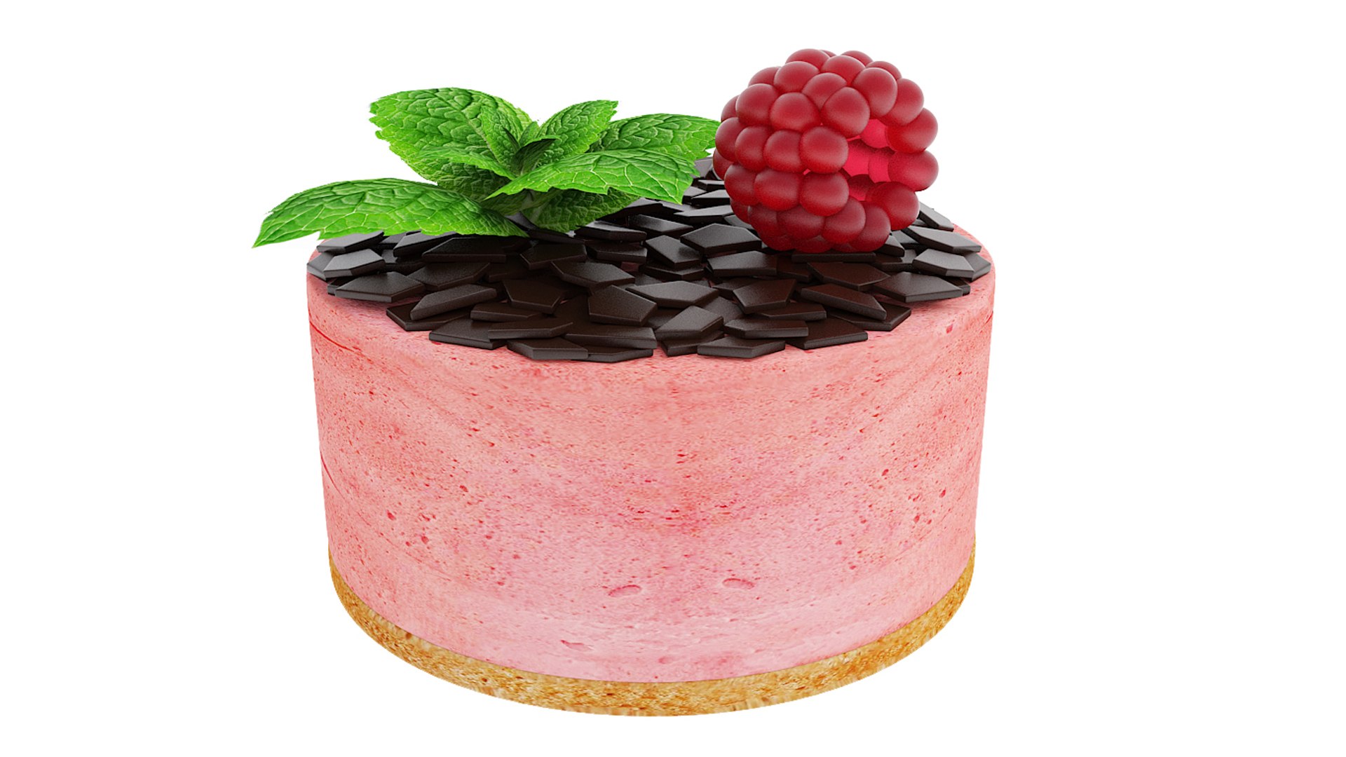 Raspberry Round Cake With Chocolate 3D Model - TurboSquid 1958480