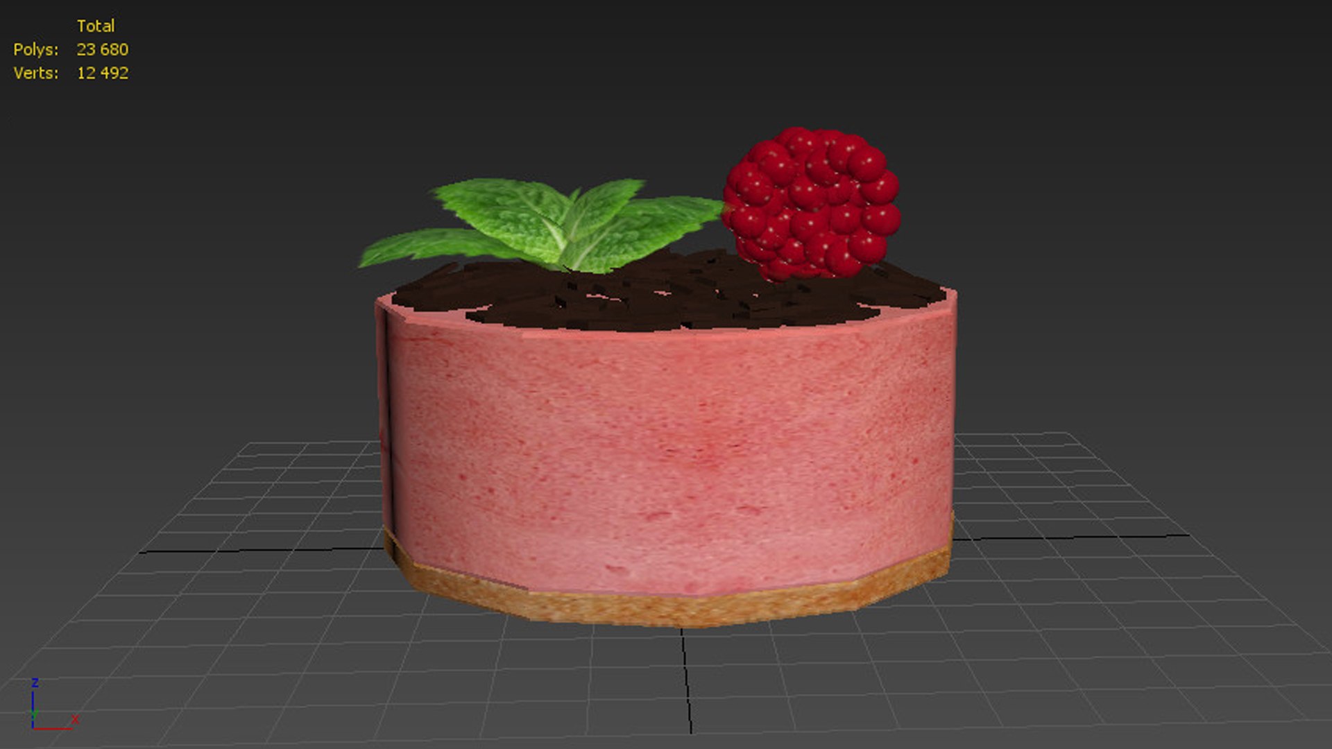 Raspberry Round Cake With Chocolate 3D Model - TurboSquid 1958480