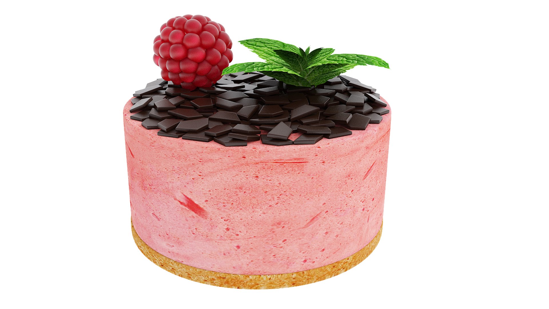 Raspberry Round Cake With Chocolate 3D Model - TurboSquid 1958480