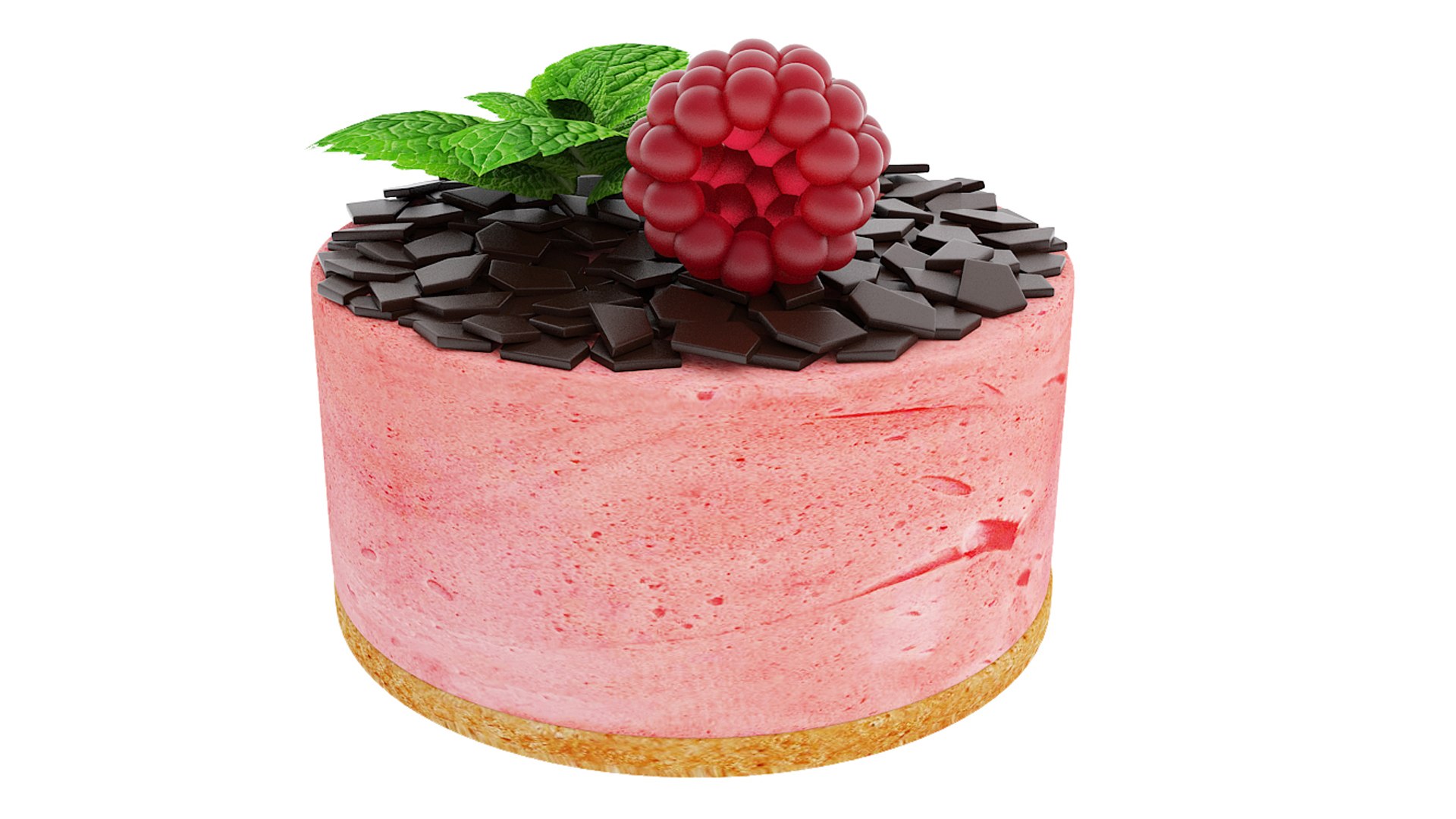 Raspberry Round Cake With Chocolate 3D Model - TurboSquid 1958480