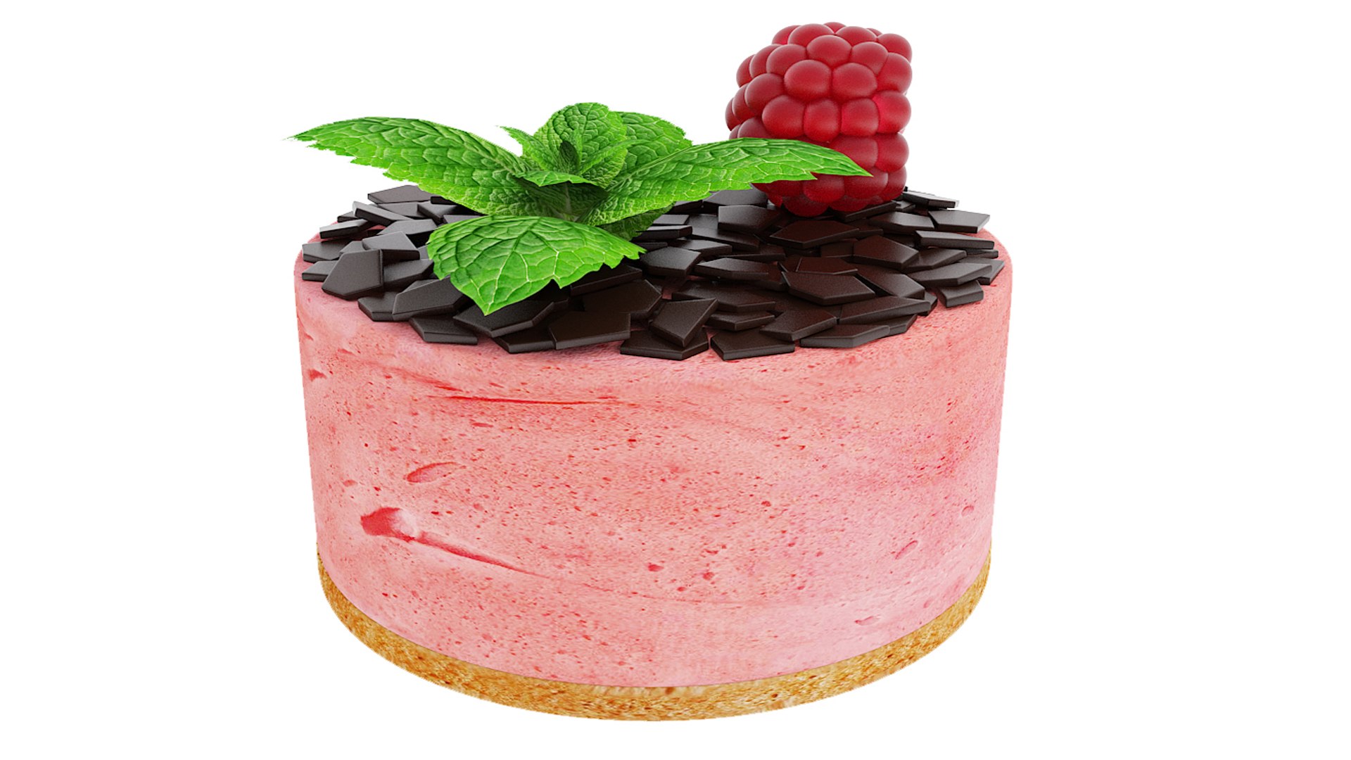 Raspberry Round Cake With Chocolate 3D Model - TurboSquid 1958480
