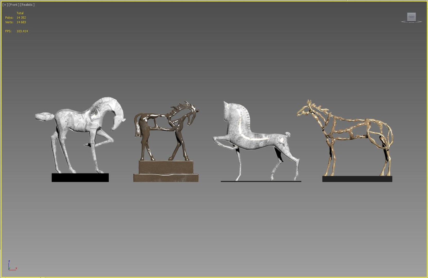 3D Horses Sculptures Set Model - TurboSquid 1576815