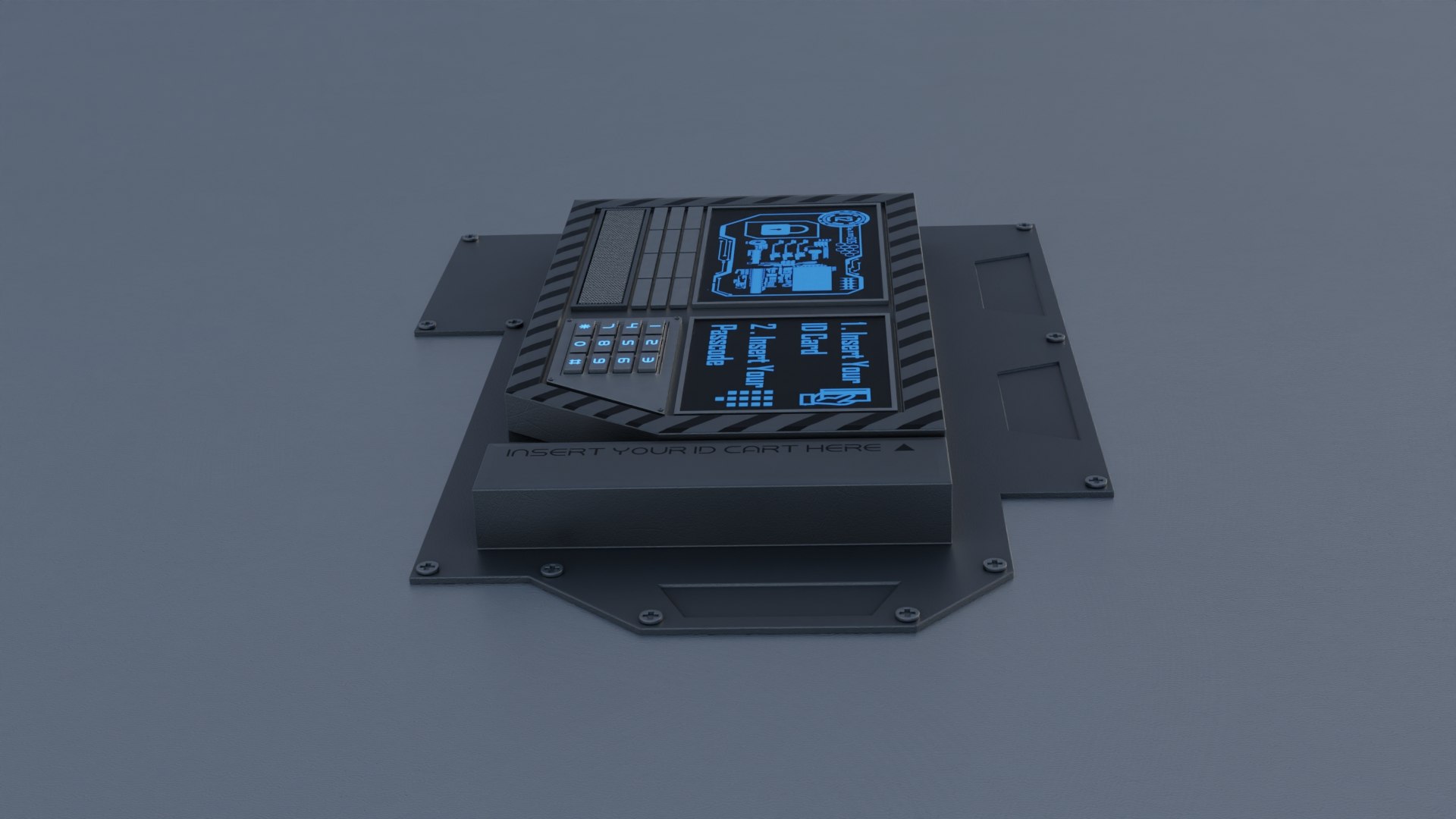 Sci-Fi Control Keypad And Control Keycard Panel Model - TurboSquid 2120858