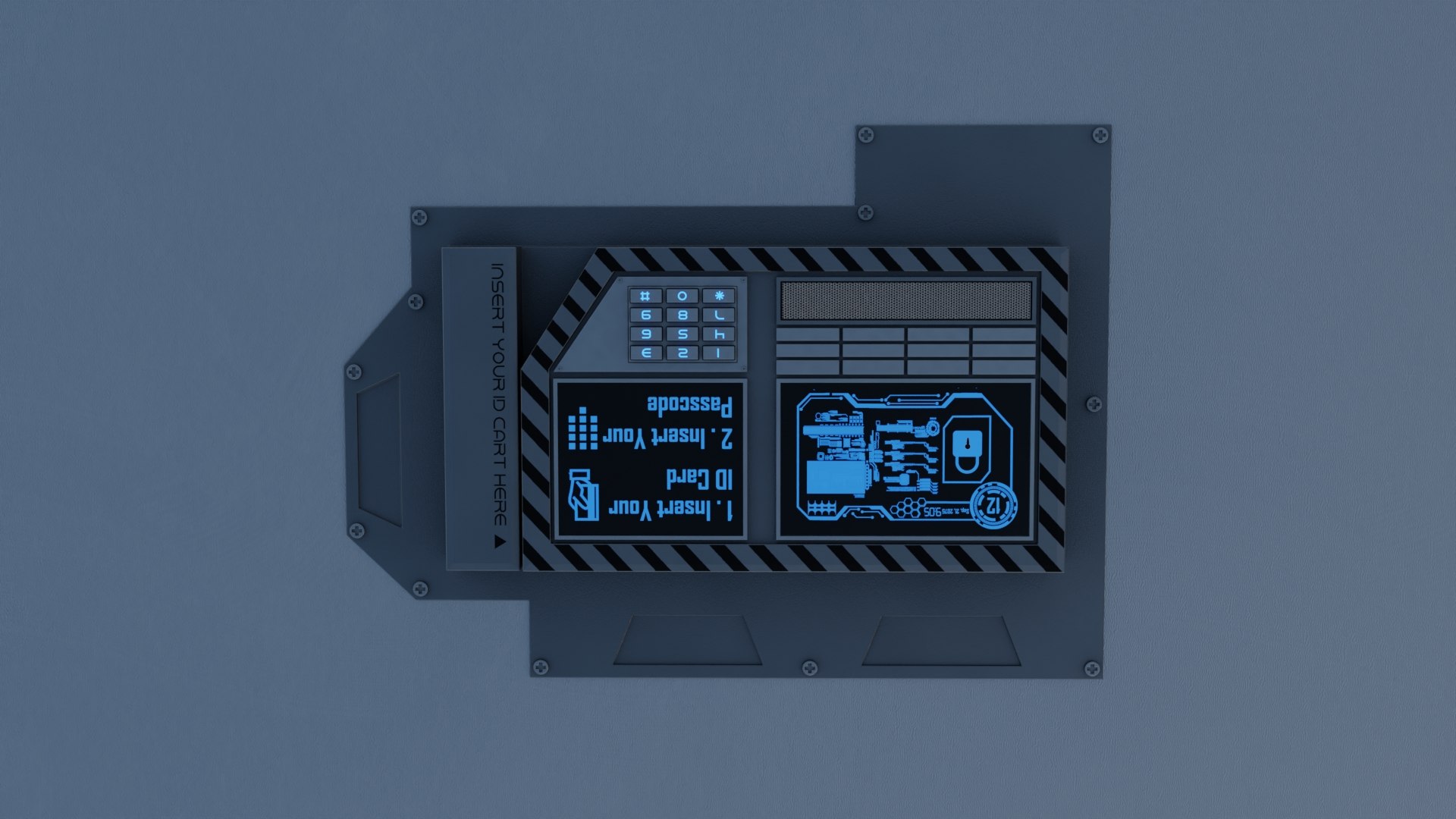 Sci-Fi Control Keypad And Control Keycard Panel Model - TurboSquid 2120858