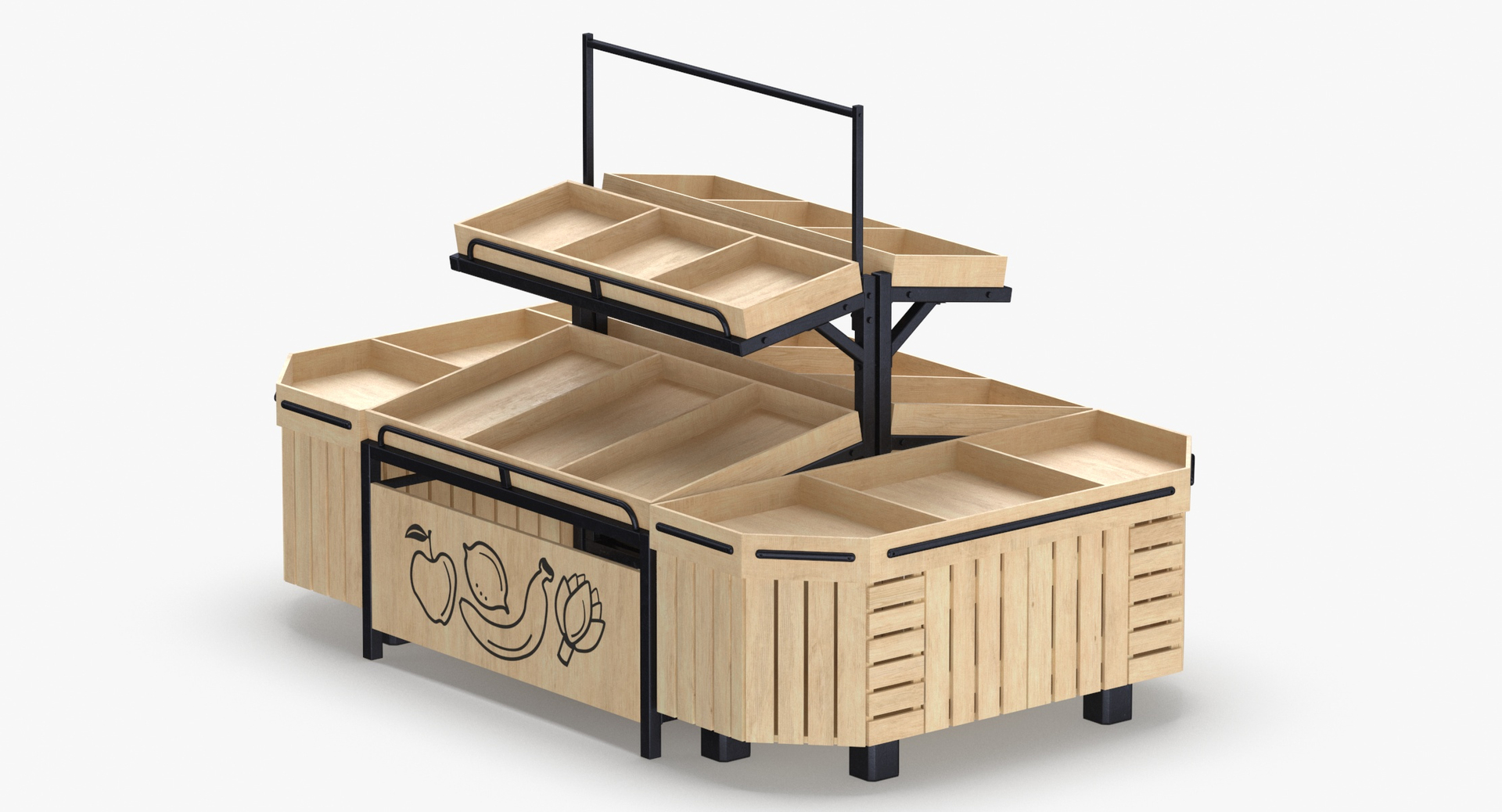 Wooden Fruit Veggies Display 3D Model - TurboSquid 1546722