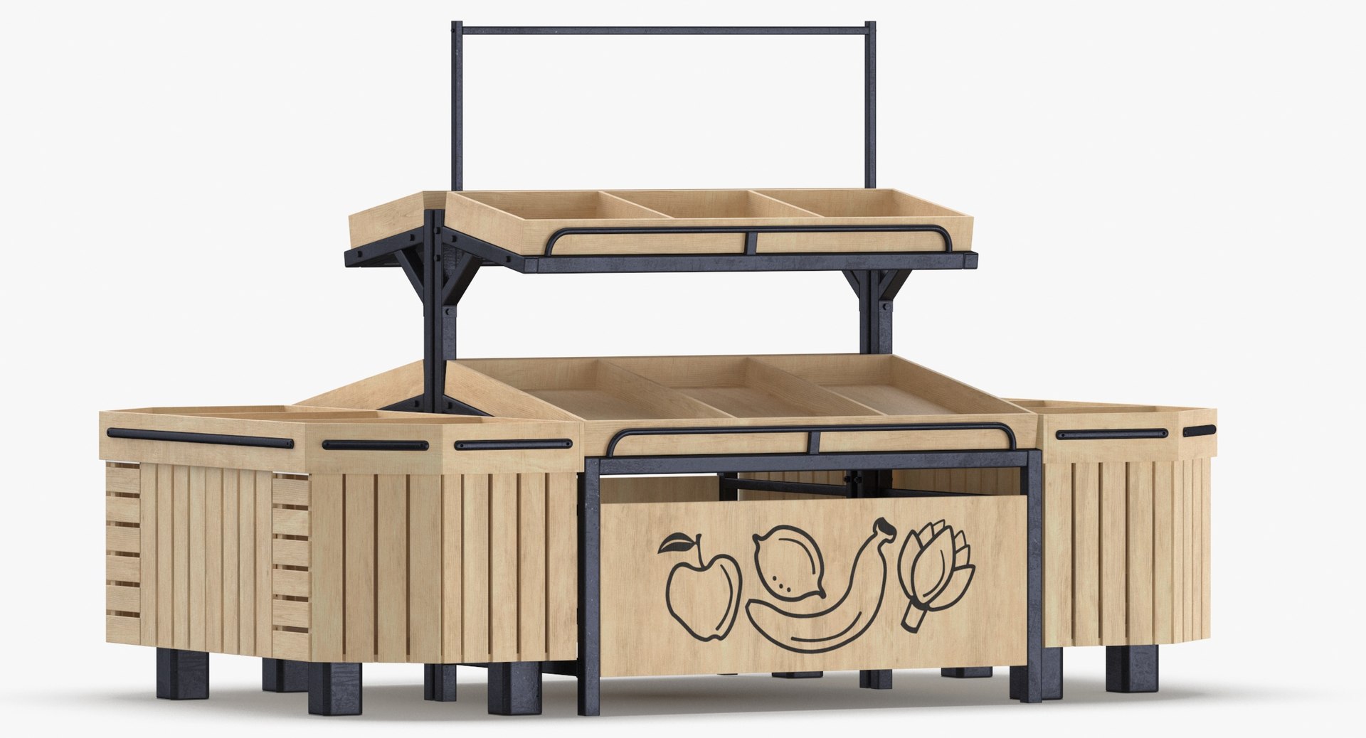 Wooden Fruit Veggies Display 3D Model - TurboSquid 1546722