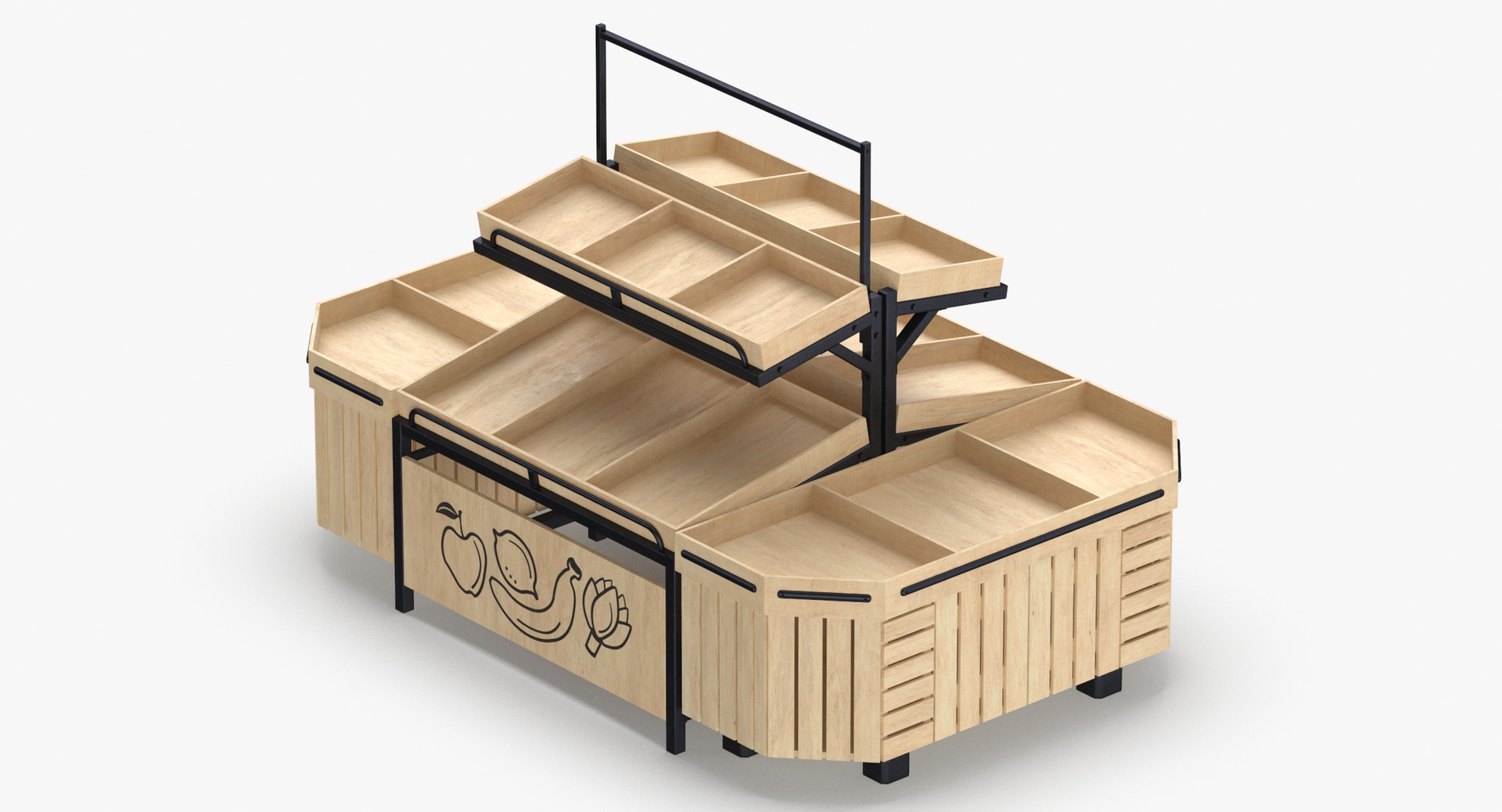 Modello 3D Espositore per frutta e verdura in legno 02 senza etichetta ...