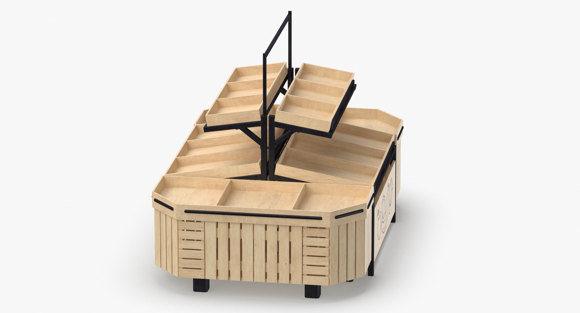 Wooden Fruit Veggies Display 3D Model - TurboSquid 1546722