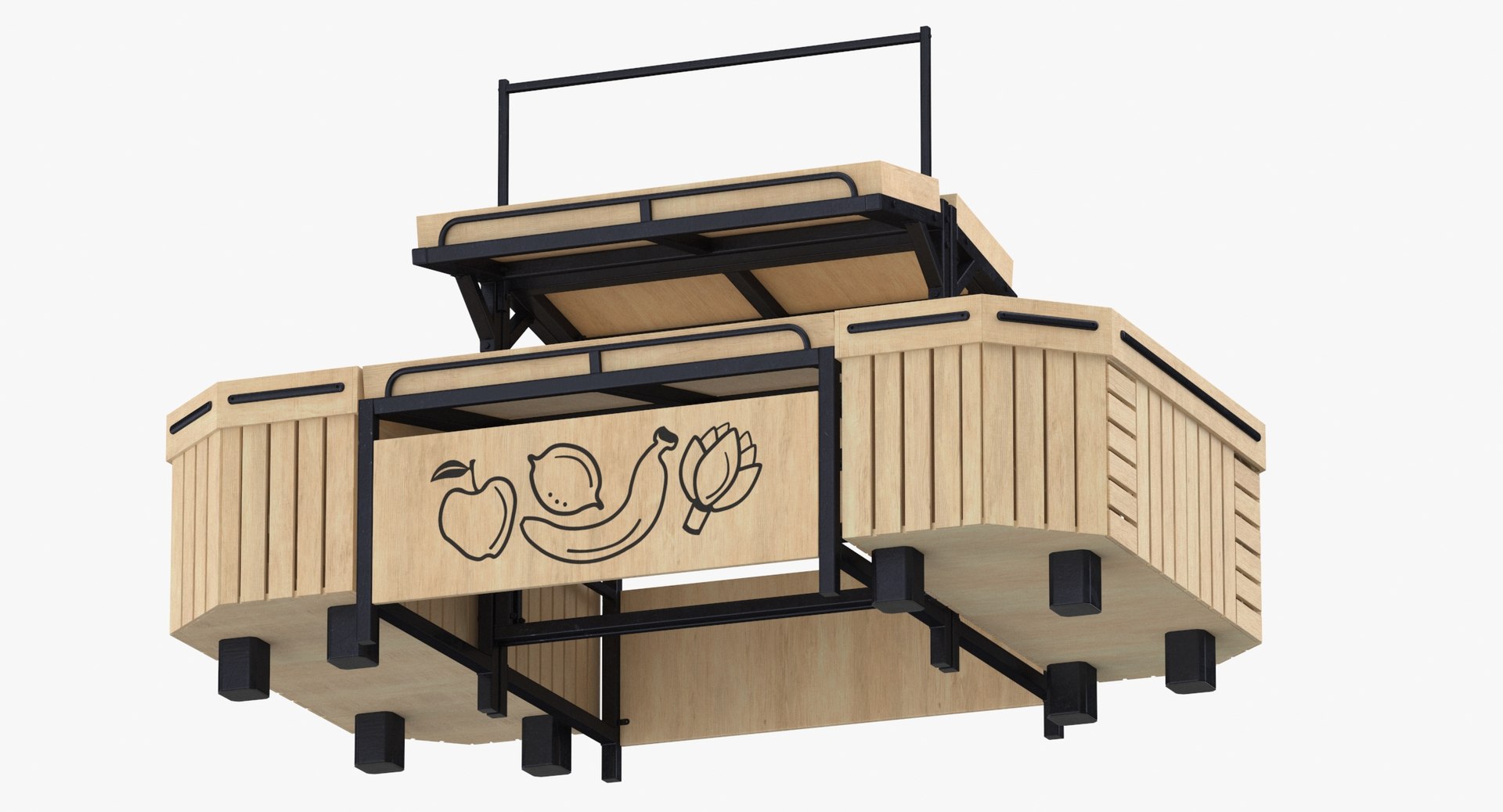 Wooden Fruit Veggies Display 3D Model - TurboSquid 1546722