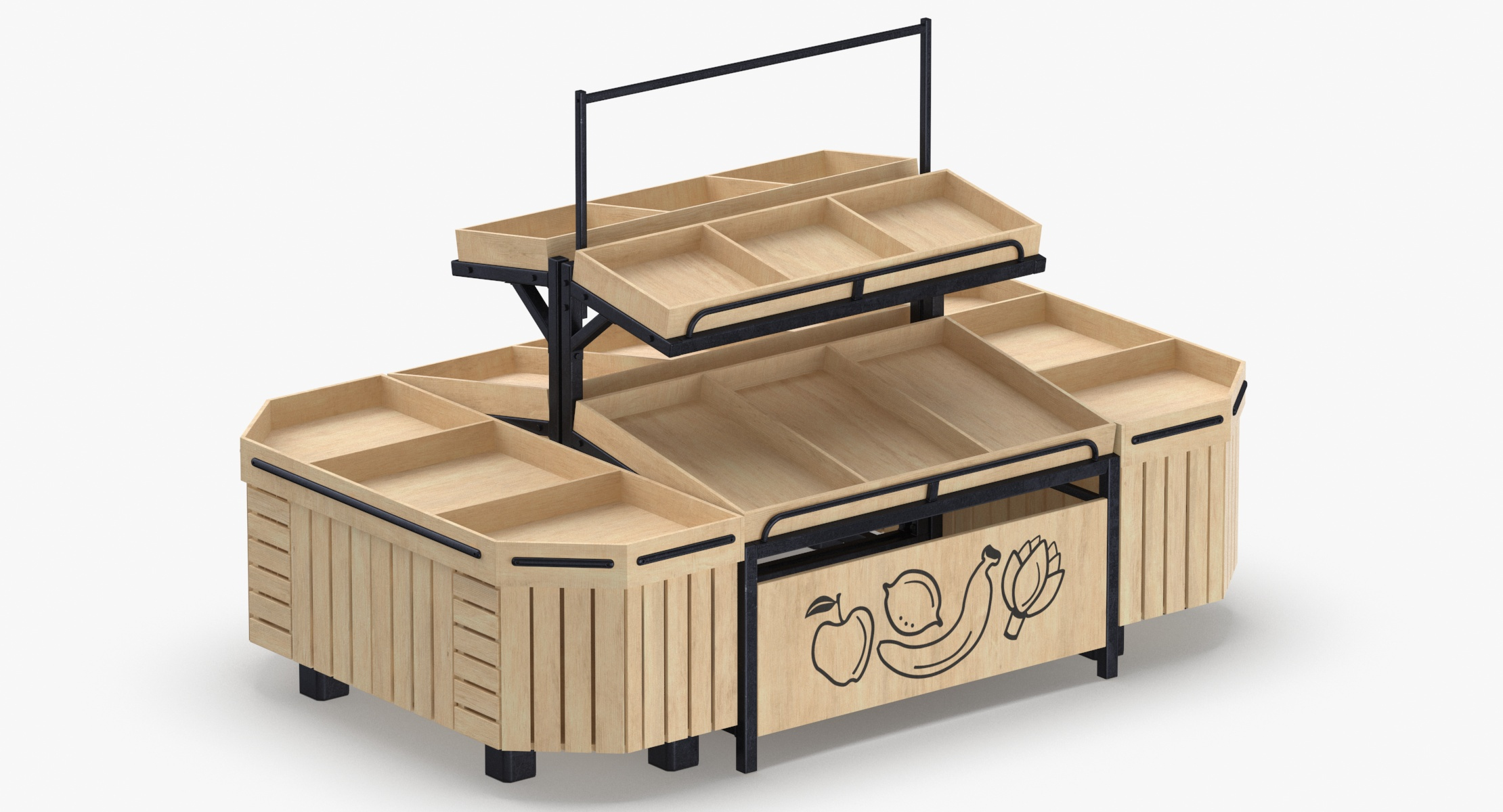 Modello 3D Espositore per frutta e verdura in legno 02 senza etichetta ...