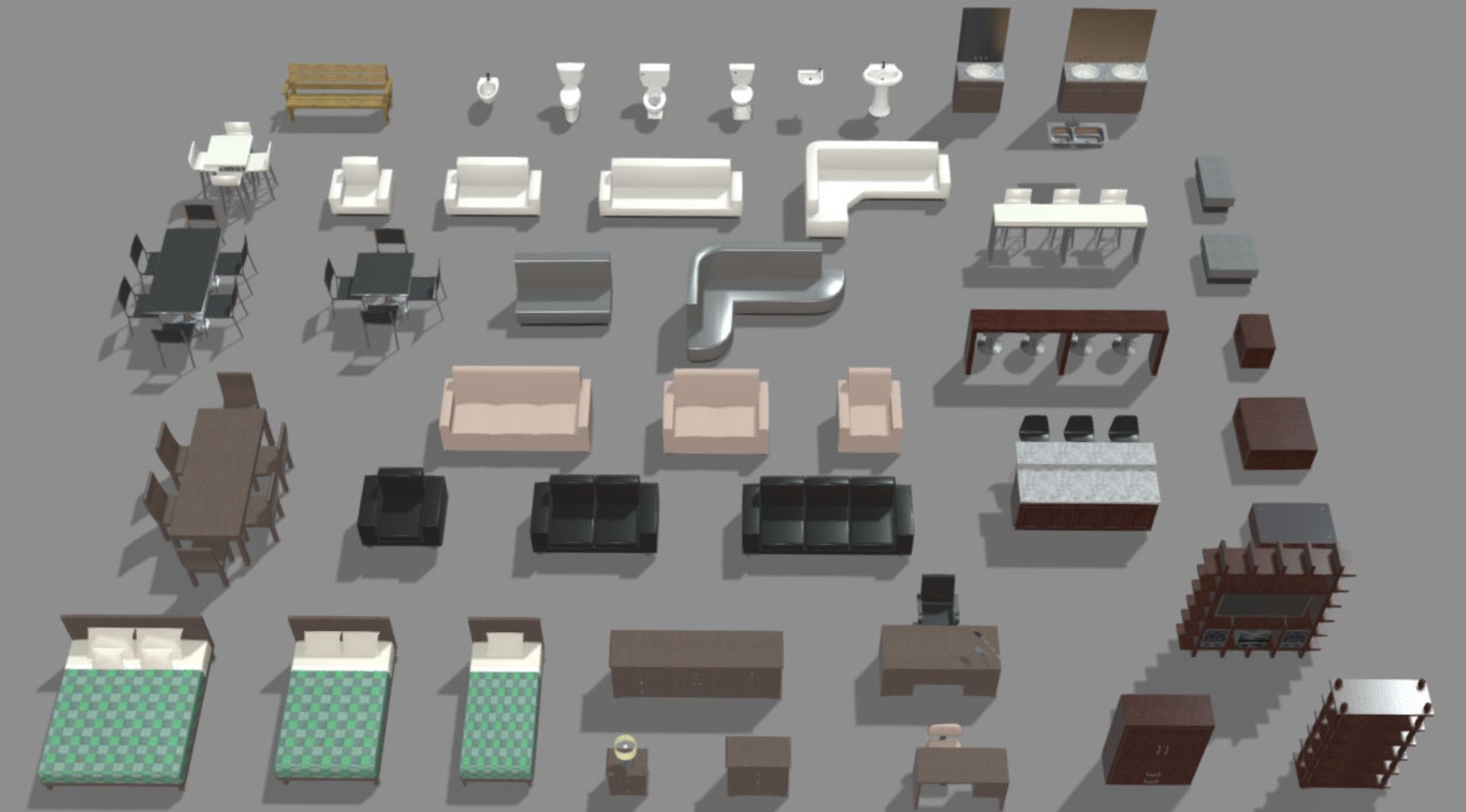 3D model Low Poly Furniture - Household AssetsDS - TurboSquid 1886275
