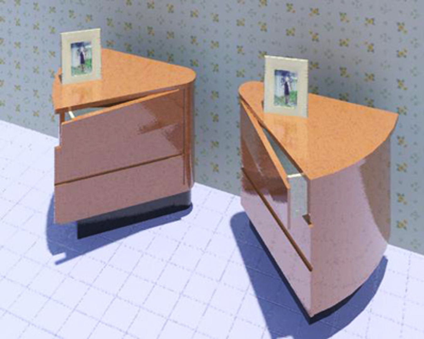 3d model triangular bedside