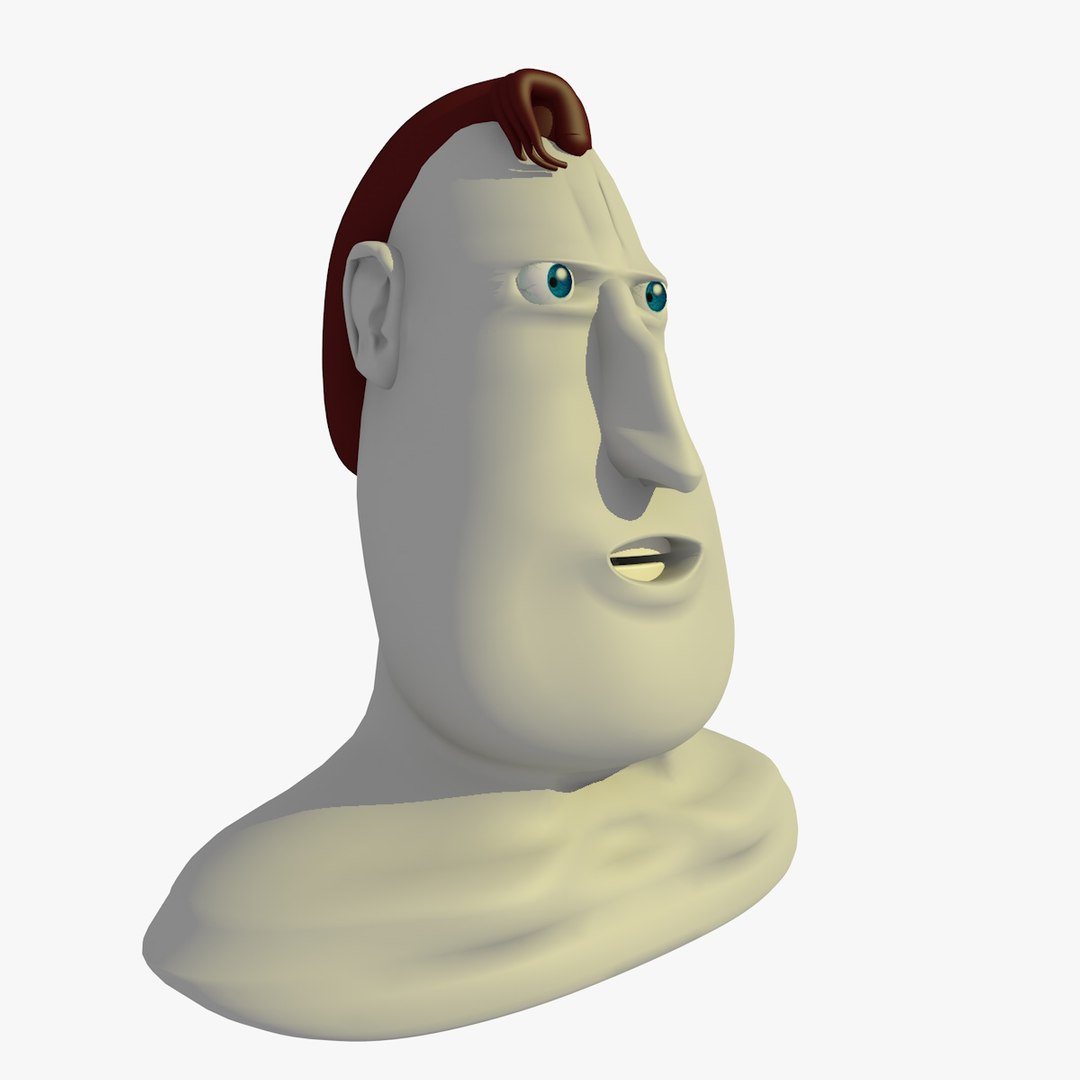 3d model morphed head hero male cartoon