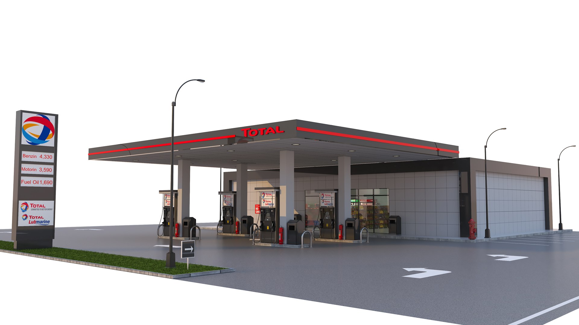 3D Total Gasoline Station High Detail - TurboSquid 2271240