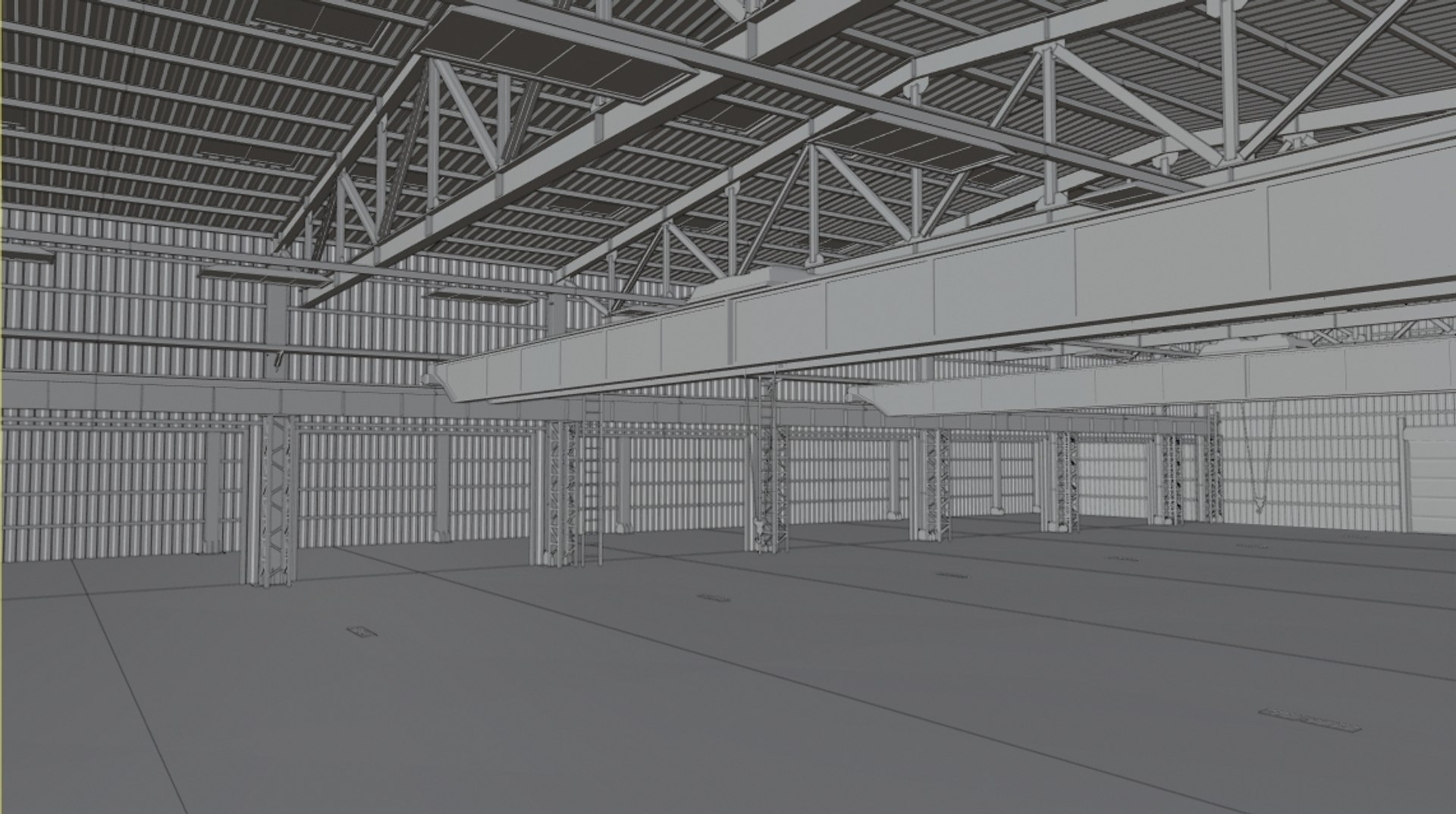 Industrial Hall Building Steel Structure 3D Model - TurboSquid 1591119