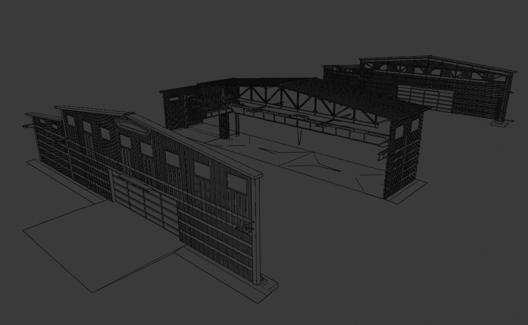 Industrial Hall Building Steel Structure 3D Model - TurboSquid 1591119