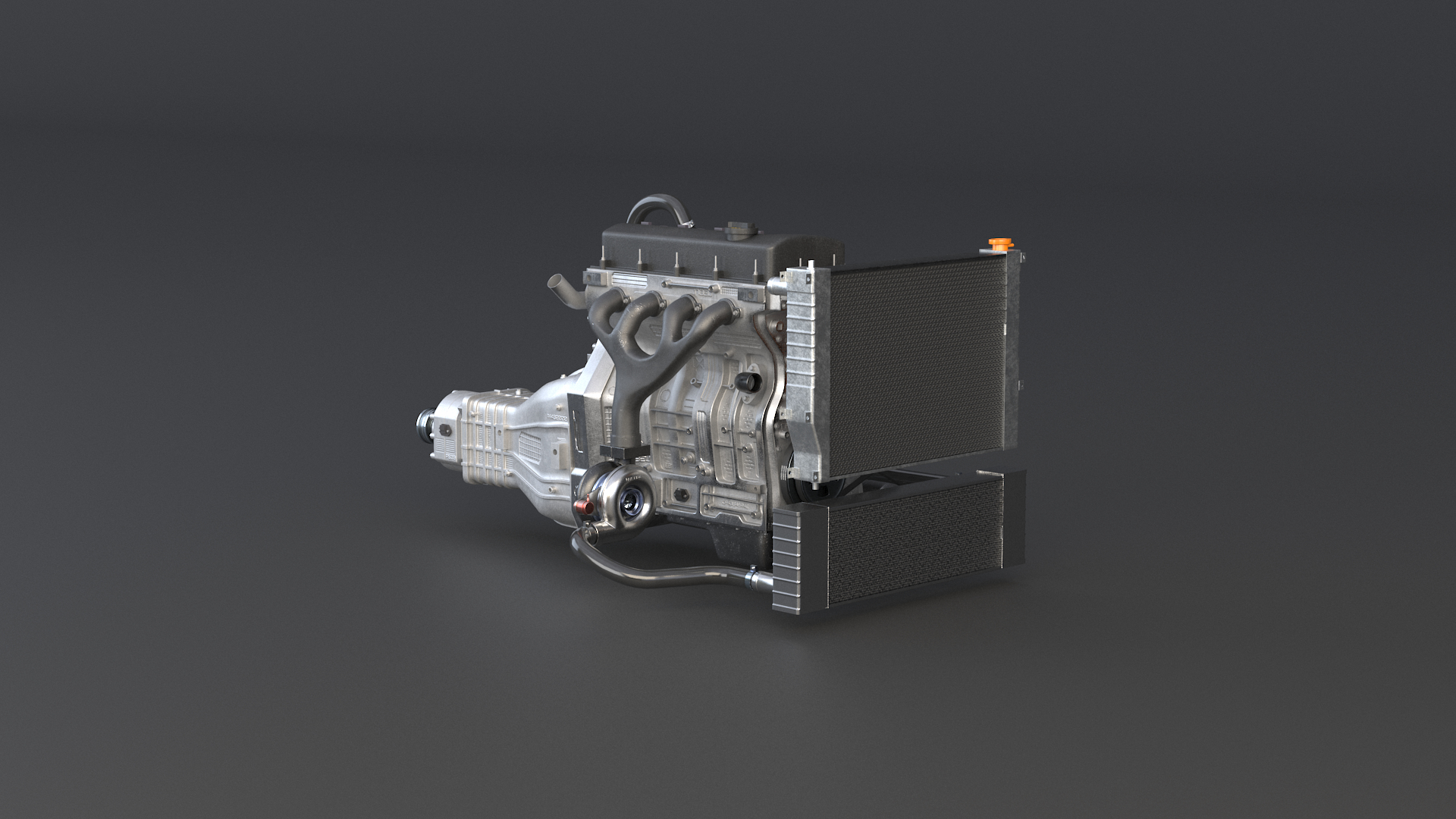 3D Model Straight-Four Turbo Engine And Gearbox - TurboSquid 2070052