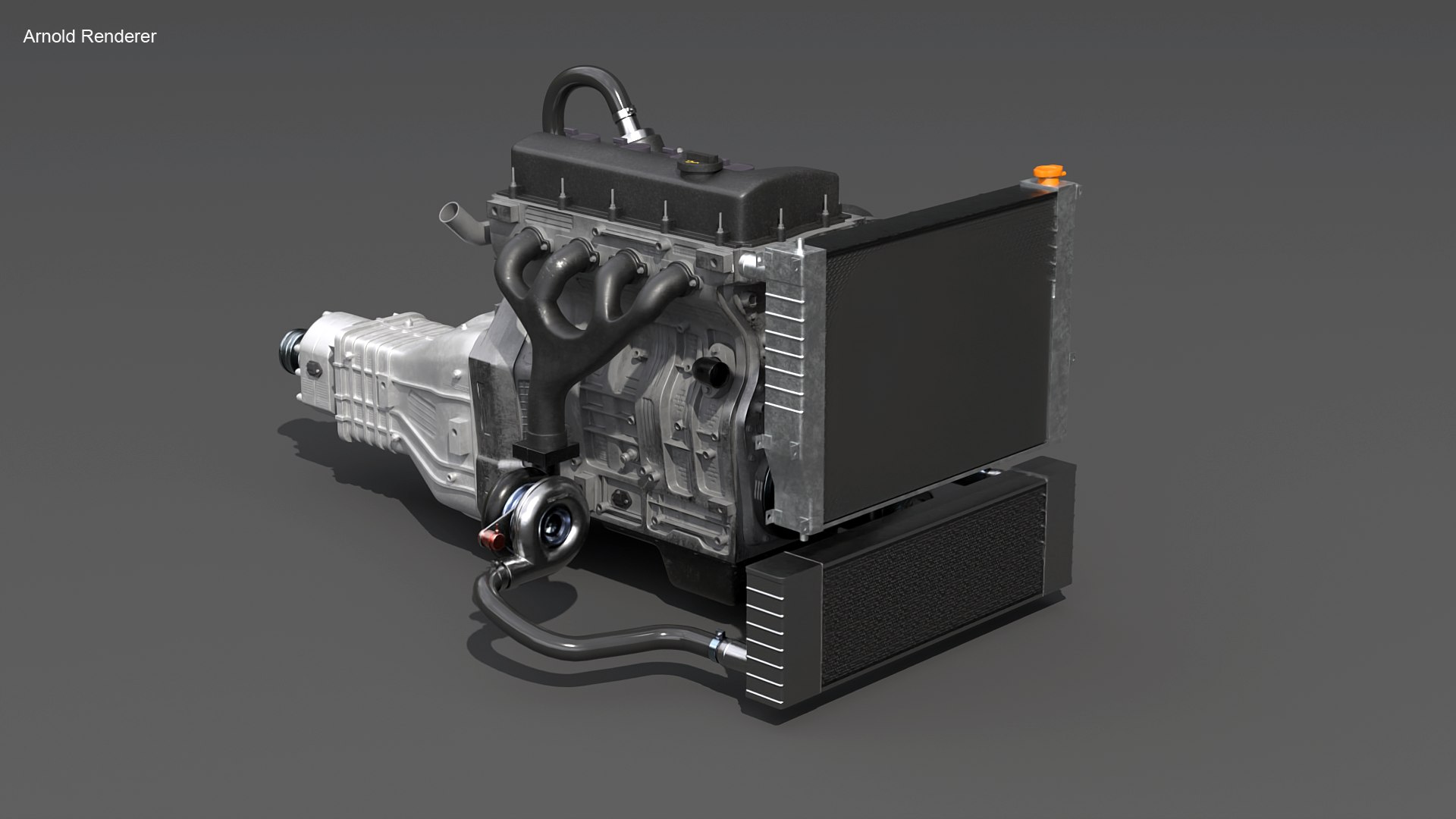 3D Model Straight-Four Turbo Engine And Gearbox - TurboSquid 2070052