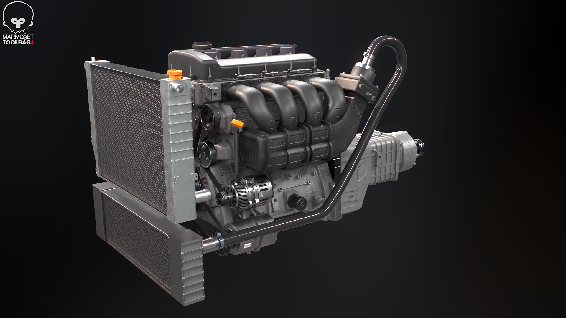 3D Model Straight-Four Turbo Engine And Gearbox - TurboSquid 2070052