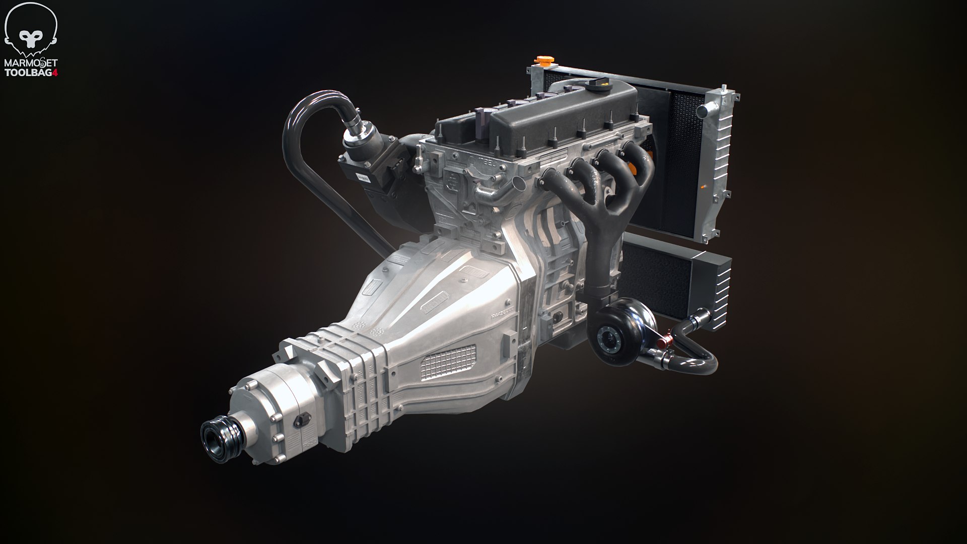 3D Model Straight-Four Turbo Engine And Gearbox - TurboSquid 2070052