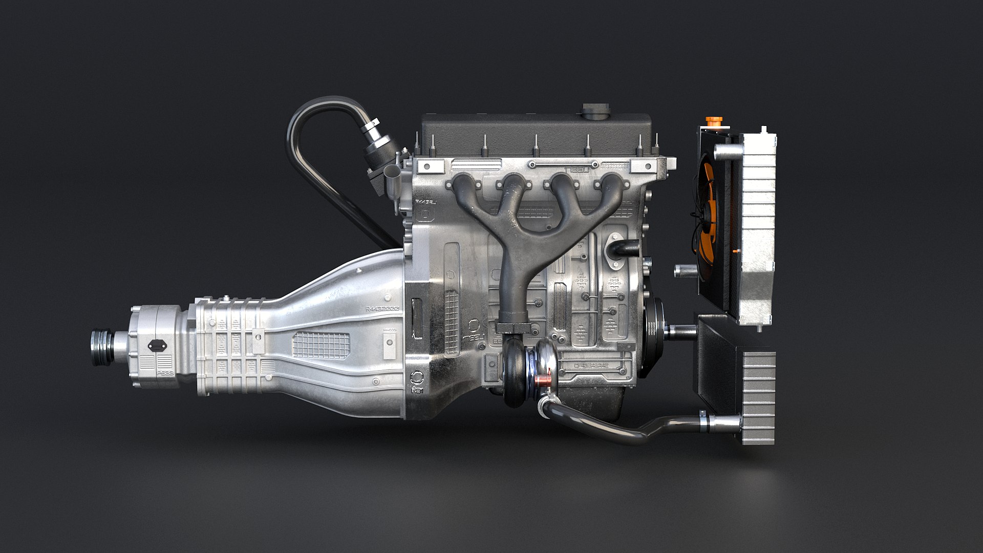 3D Model Straight-Four Turbo Engine And Gearbox - TurboSquid 2070052